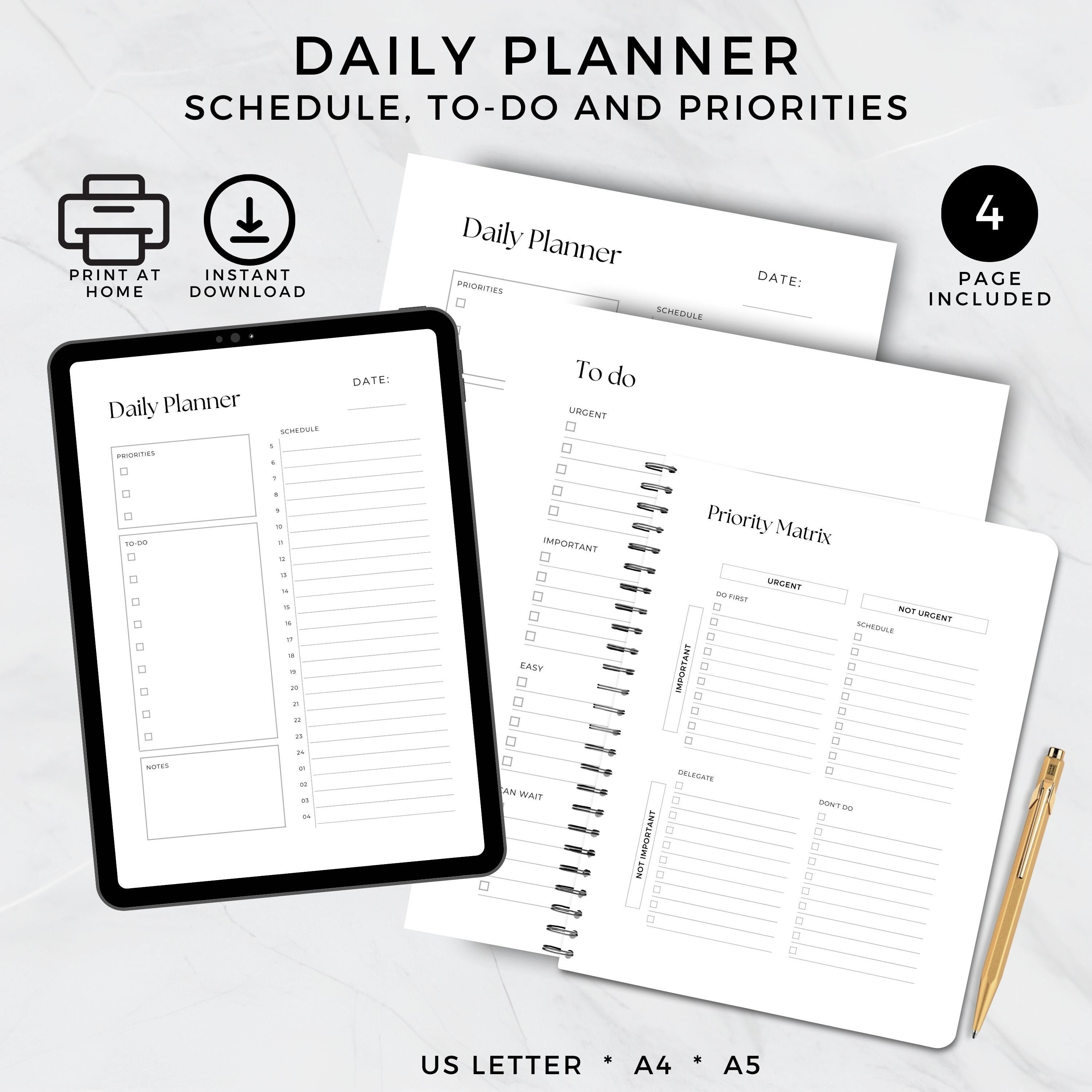 Daily Planner Target, Printable PDF, Day Diary, Hourly Schedule ...