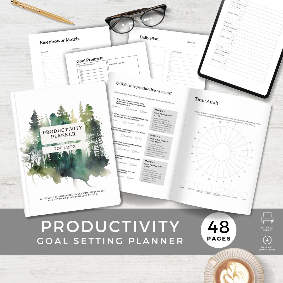 Goal Planner for Men, Productivity Worksheets, Time & Task Management ...
