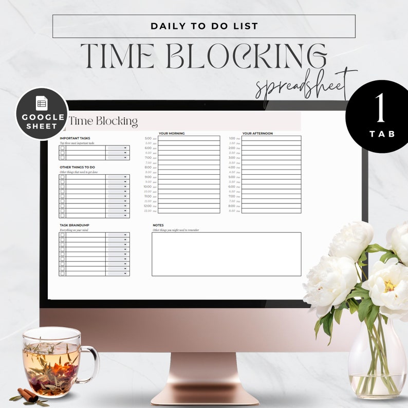 Time Blocking for Google Sheets, Daily Task Action List Tracker ...