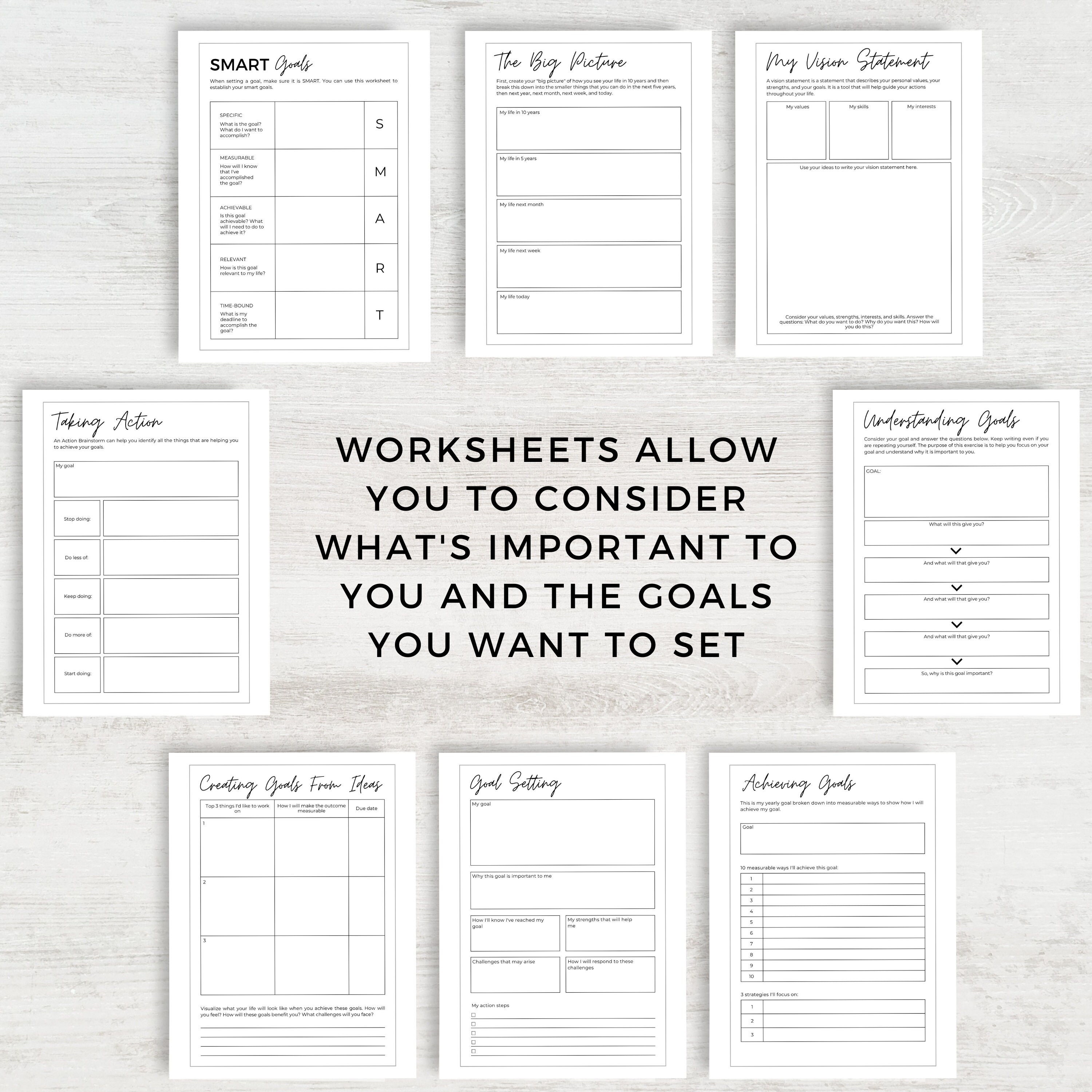 Goal Planner, Printable PDF, Tracker, Monthly, Annual, Inserts, Life ...