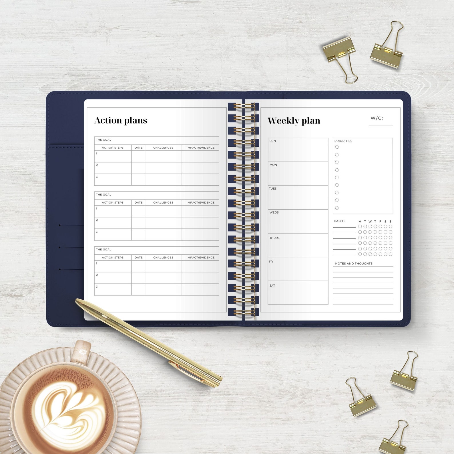 Productivity Planner PDF, Printable, Daily, Weekly, Monthly, Yearly ...