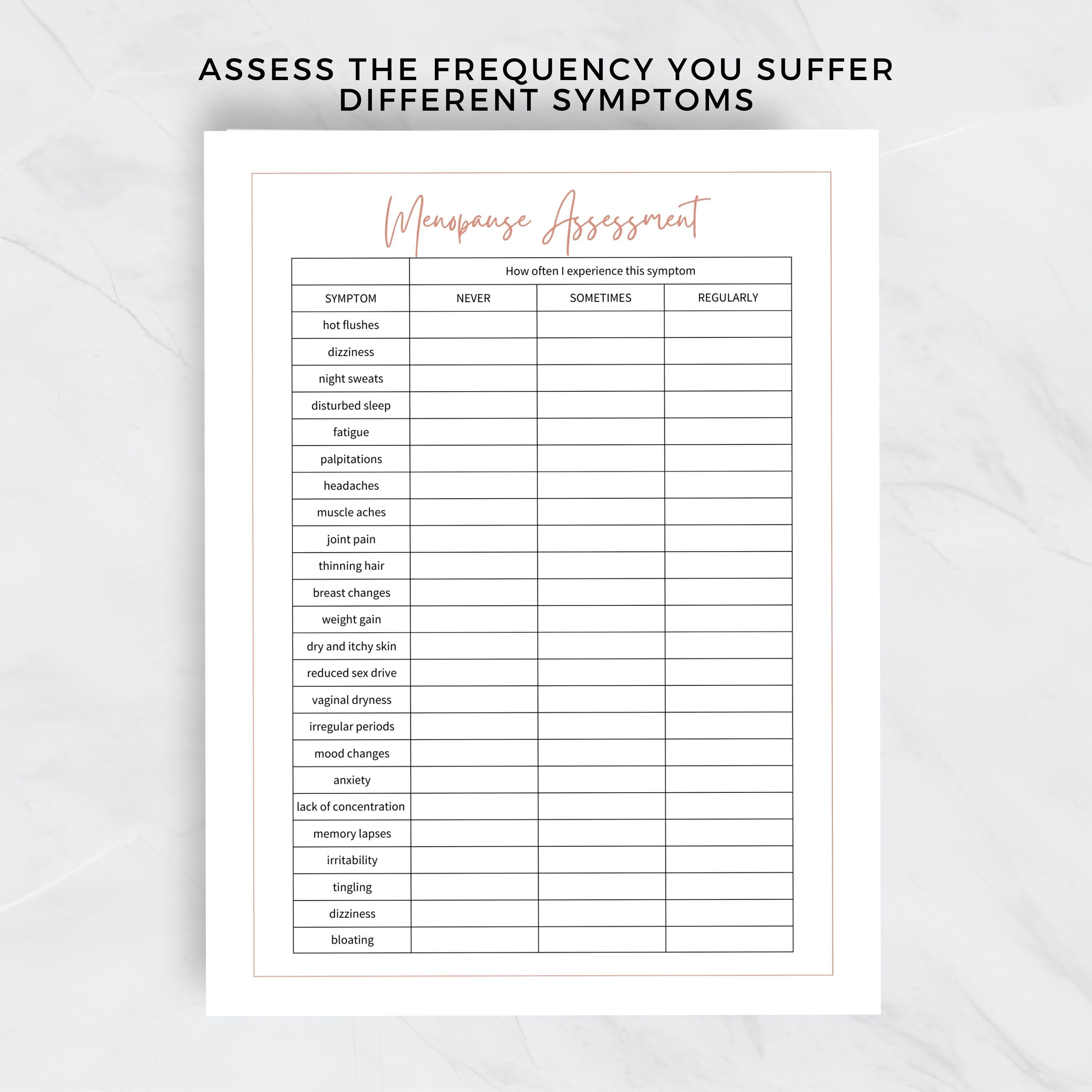 Menopause Symptom Workbook and Tracker With Assessment, Perimenopause ...