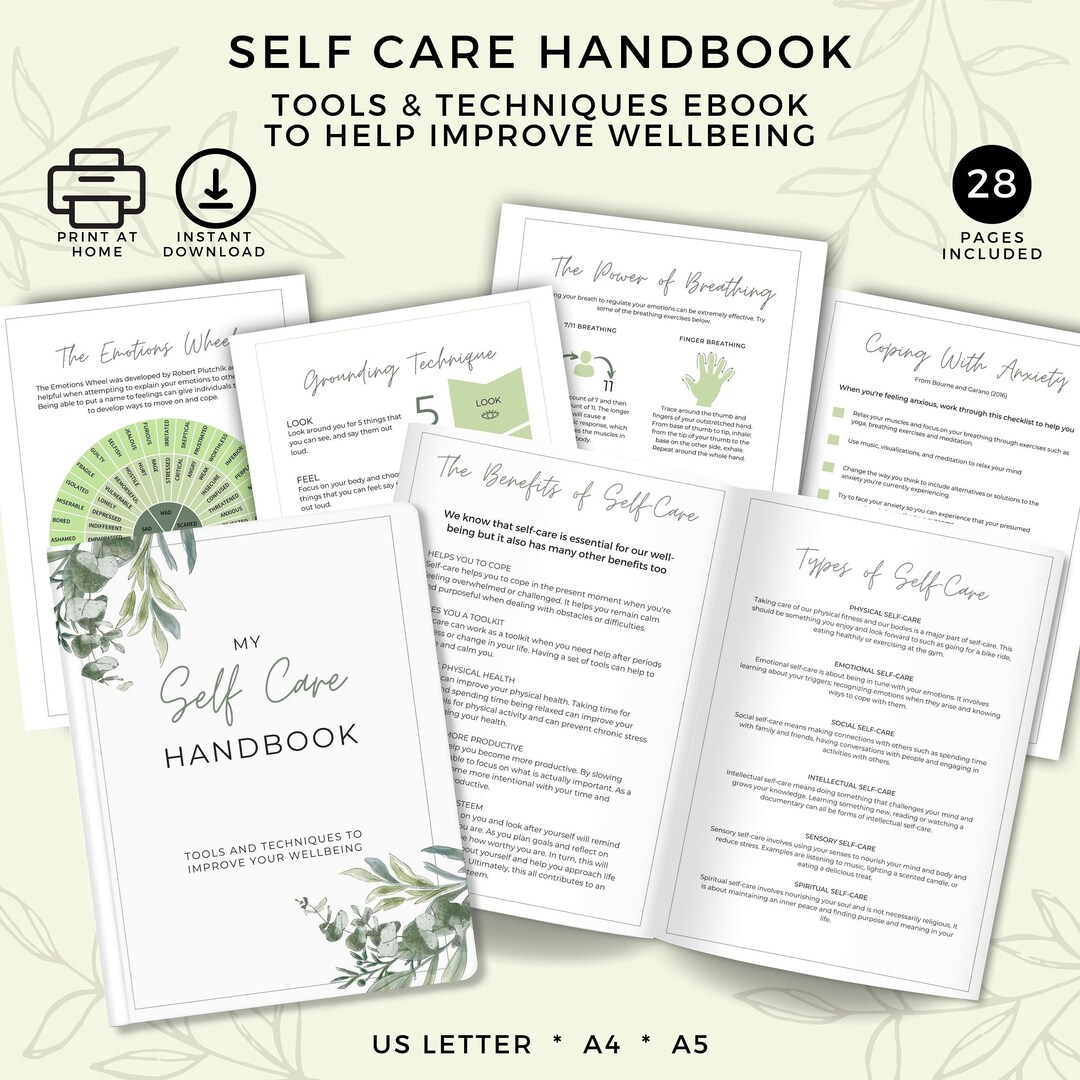 Self Care Handbook, Printable, Self-help Tools, Techniques, Mental ...