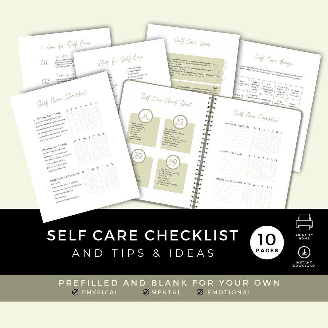 Self Care Checklist, Printable, Weekly Tracker, Daily Wellness Planner ...