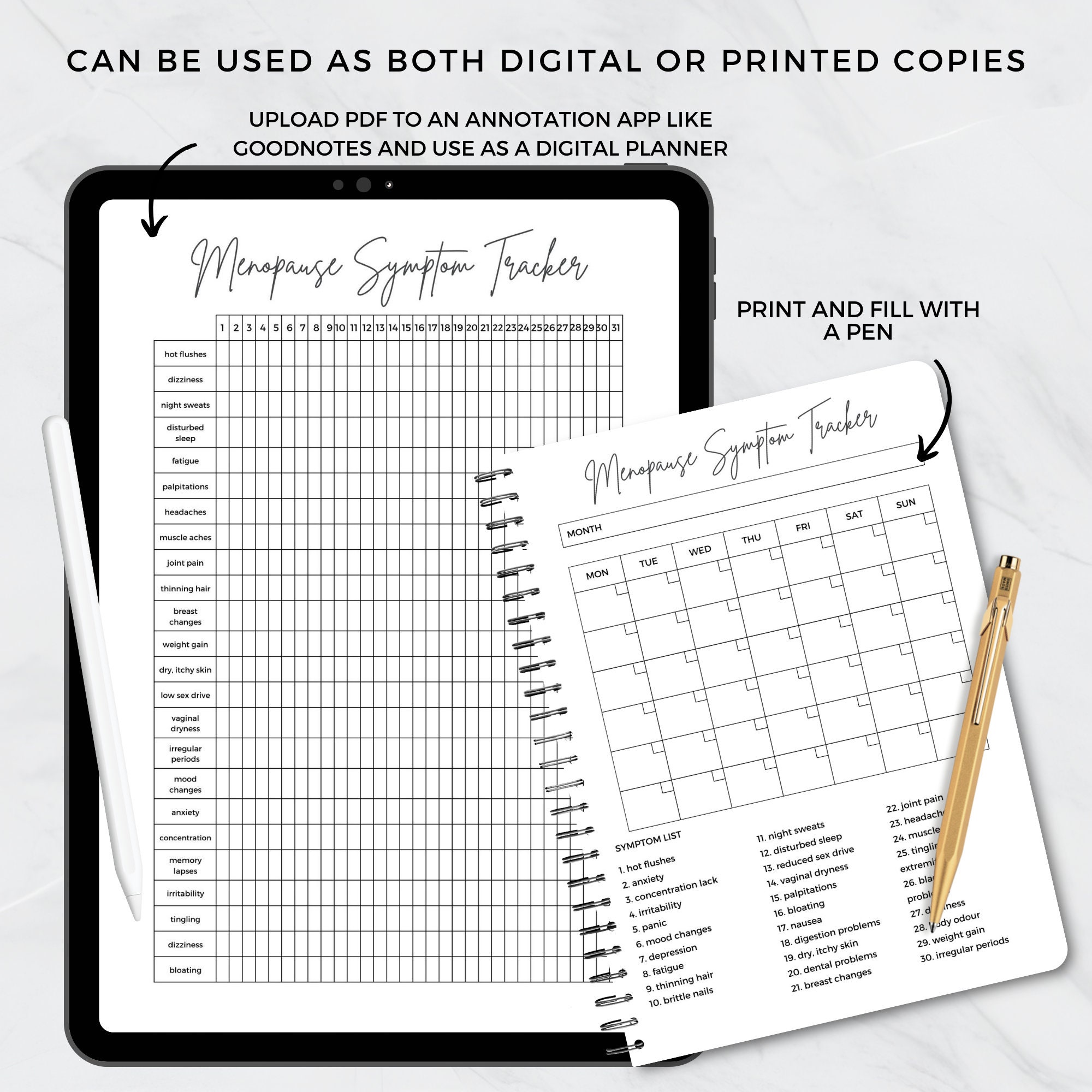 Menopause Symptom Tracker Workbook, Assessment Log, Perimenopause ...