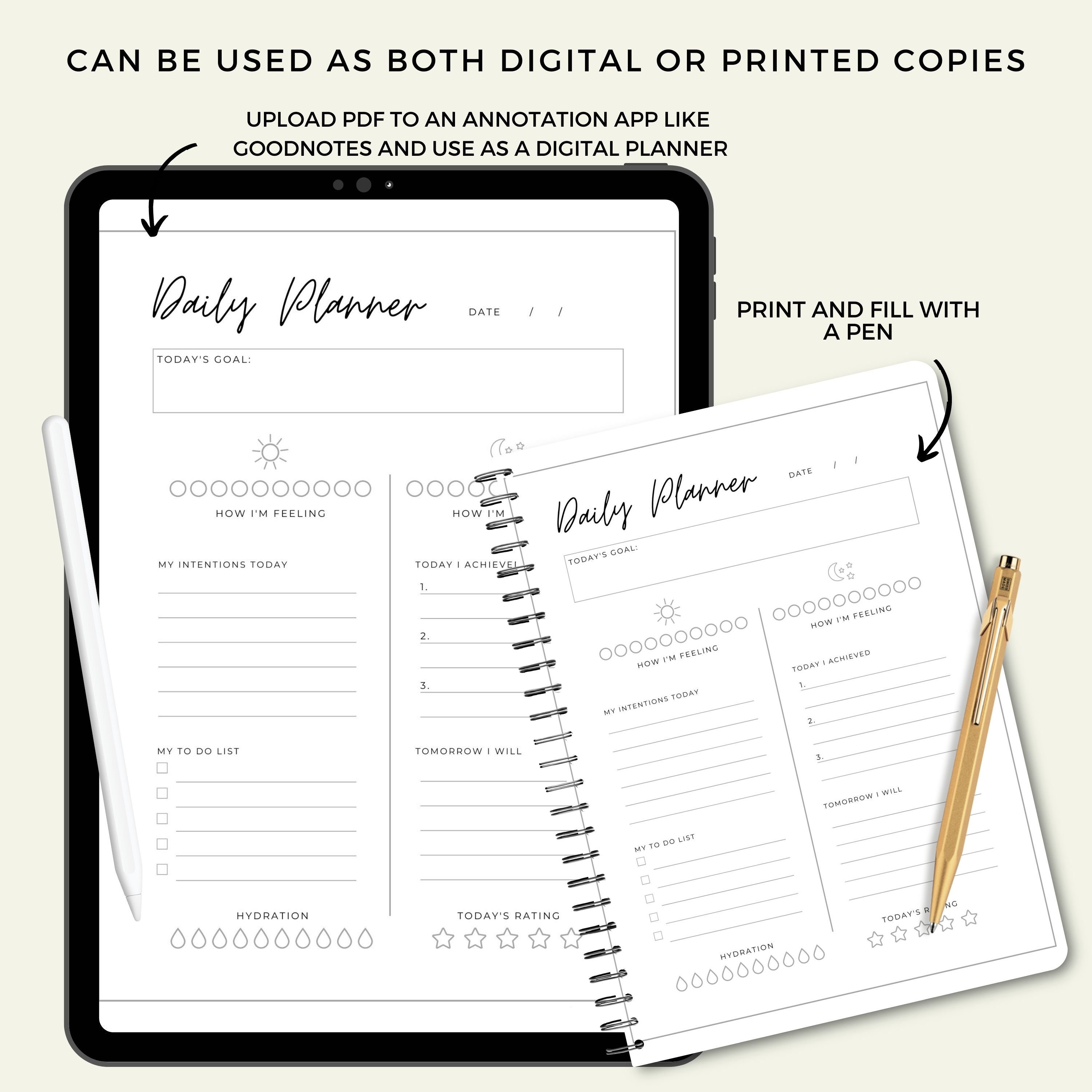 Daily Planner, Printable, Morning Intentions, Evening Reflections, to ...