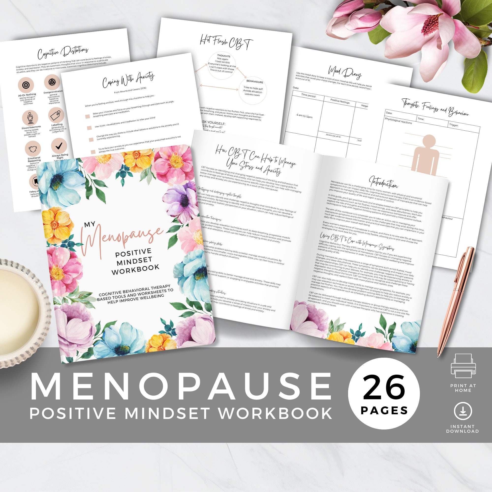 Menopause Positive Mindset Workbook, Cognitive Behavioral Therapy (CBT ...