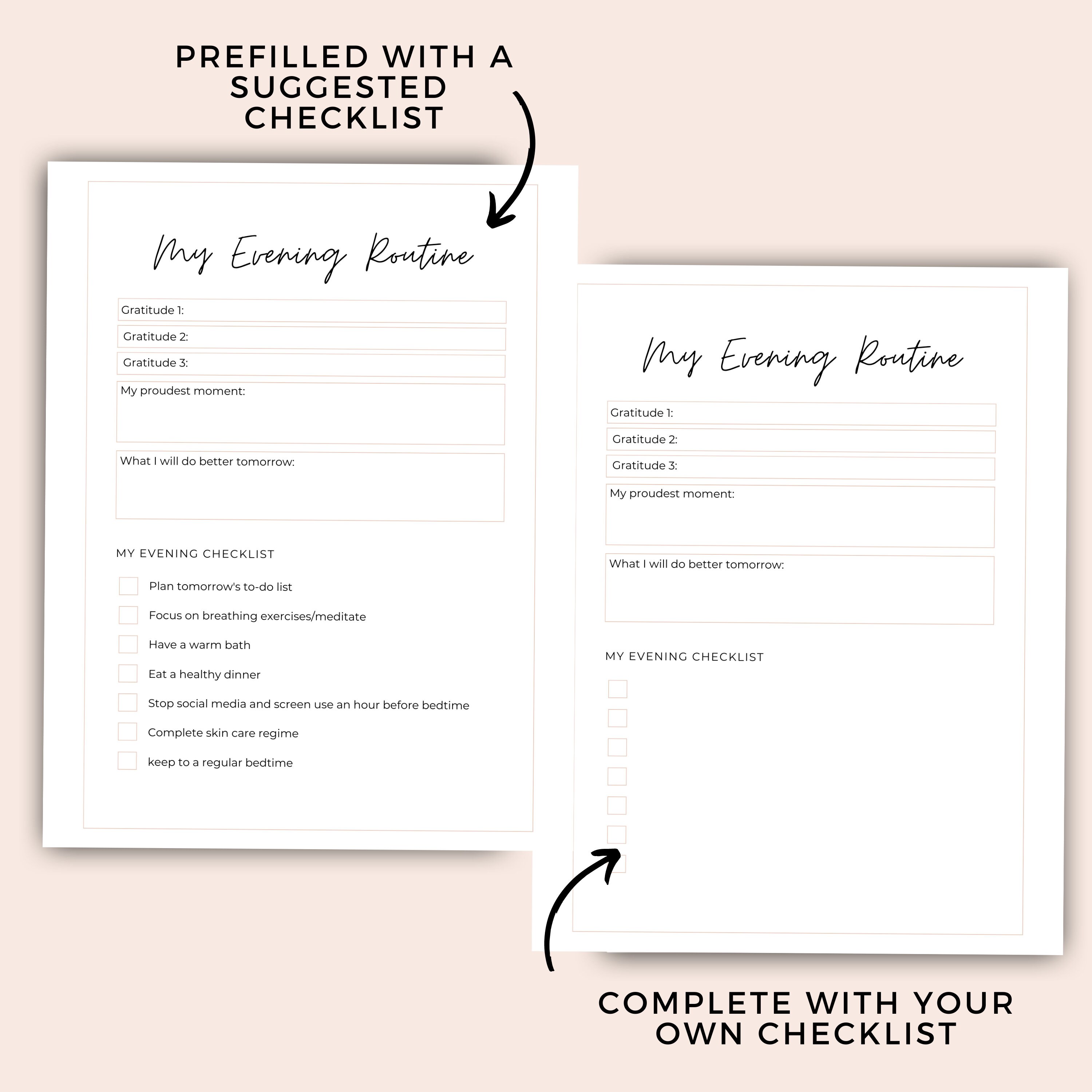 Self Care Daily Routine, Printable PDF, Morning Intention, Evening ...