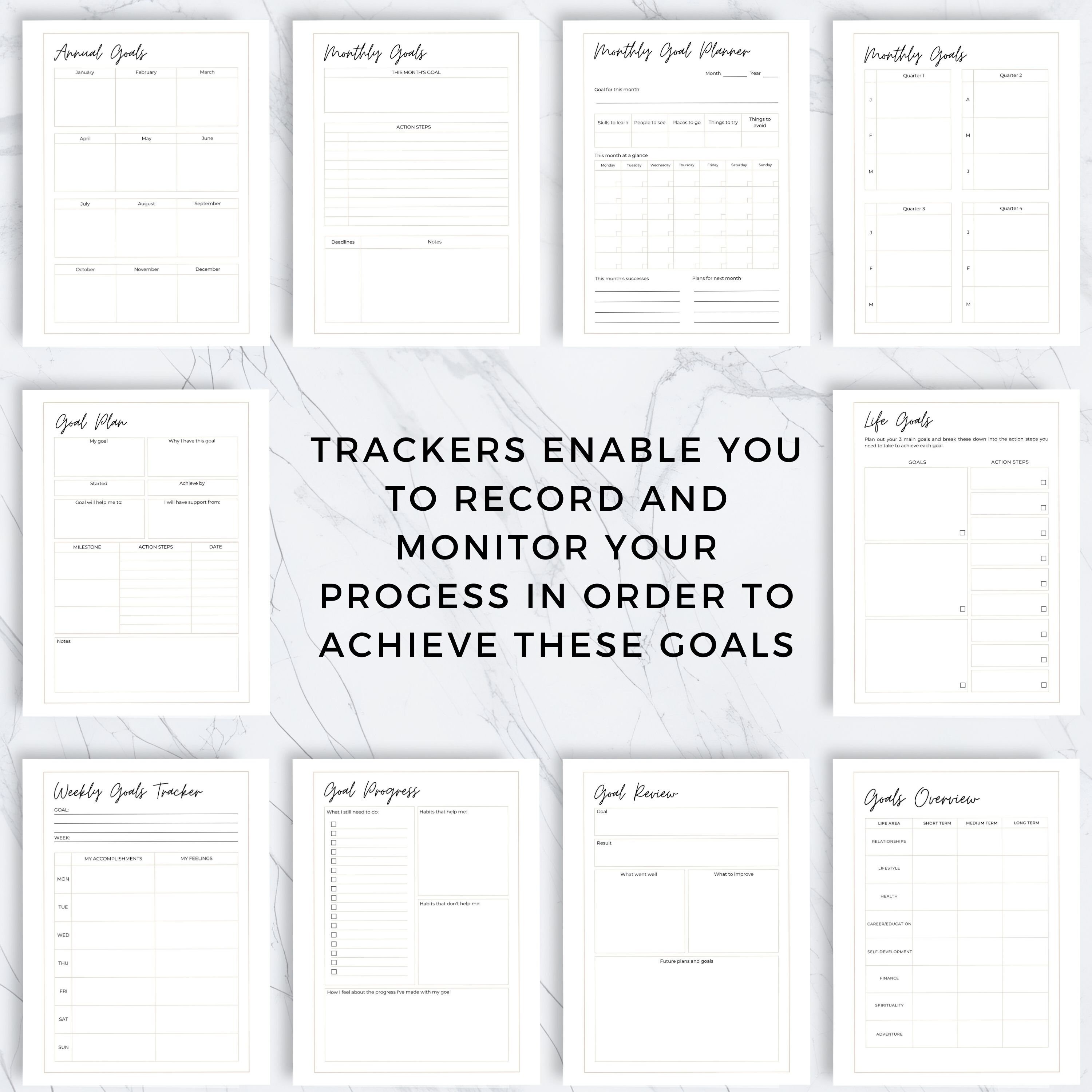 Goal Setting Planner Printable, Personal Journal, SMART Goals Tracker ...