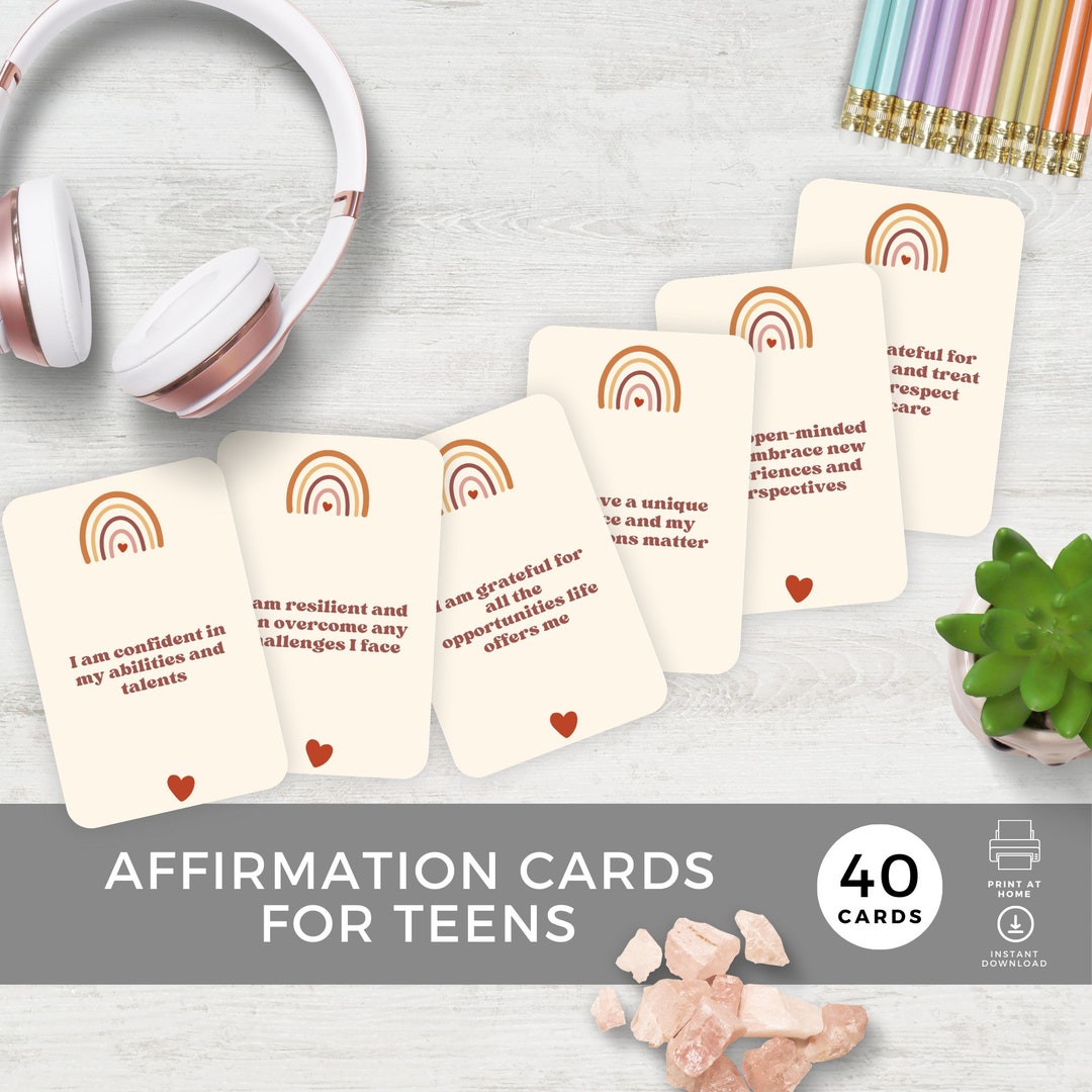 Positive Affirmation Cards for Teens, Inspirational Quotes for Mental ...
