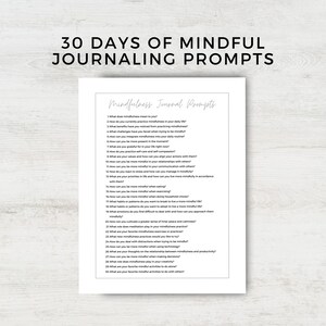 Mindfulness Worksheets Pdf, 30 Day Challenge, Daily Journal Prompts ...