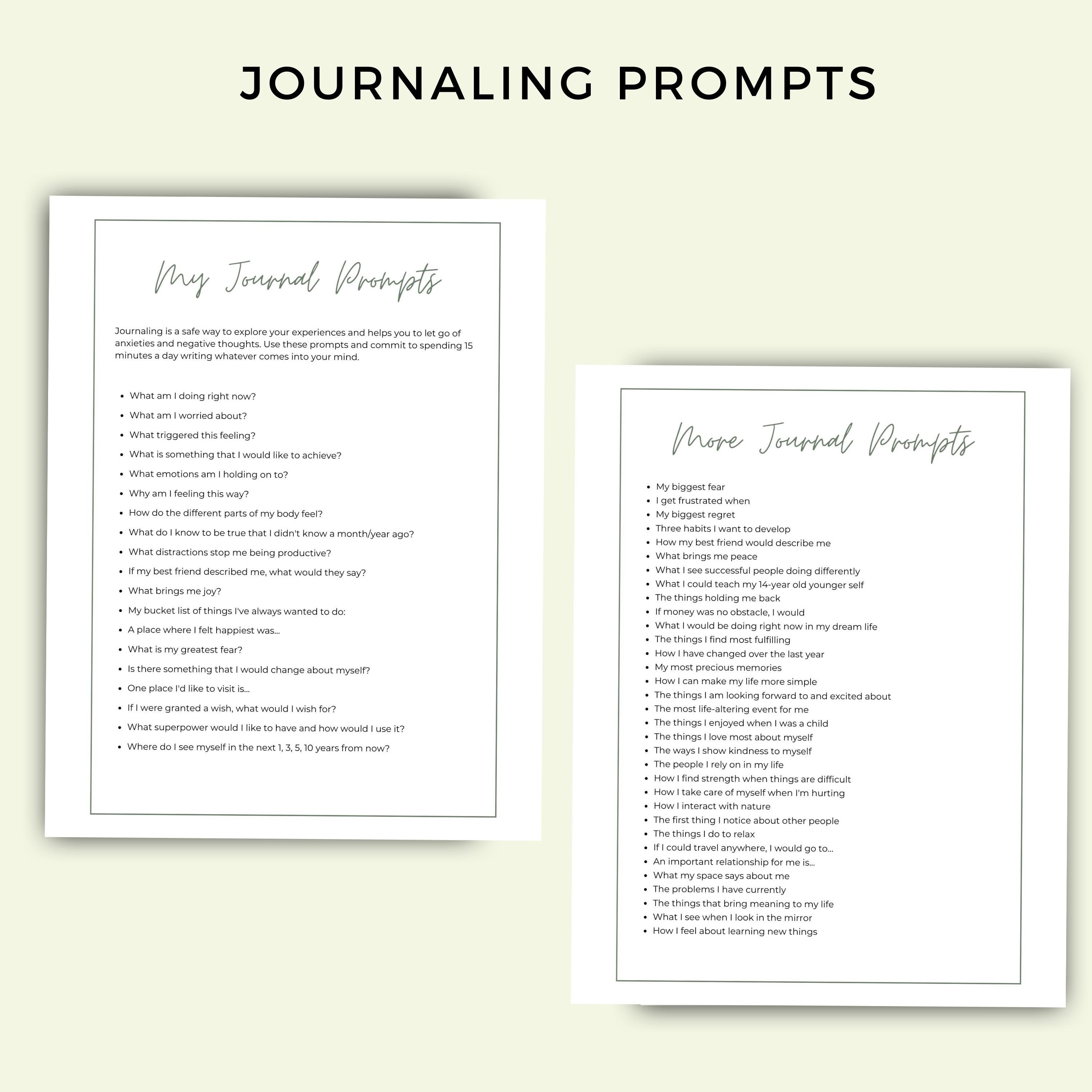 Self Care Journal, Printable, Daily Journaling, Self-care Prompts ...