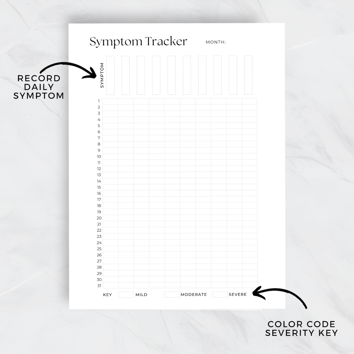 Daily Symptom Tracker Printable, Health and Chronic Illness Log ...