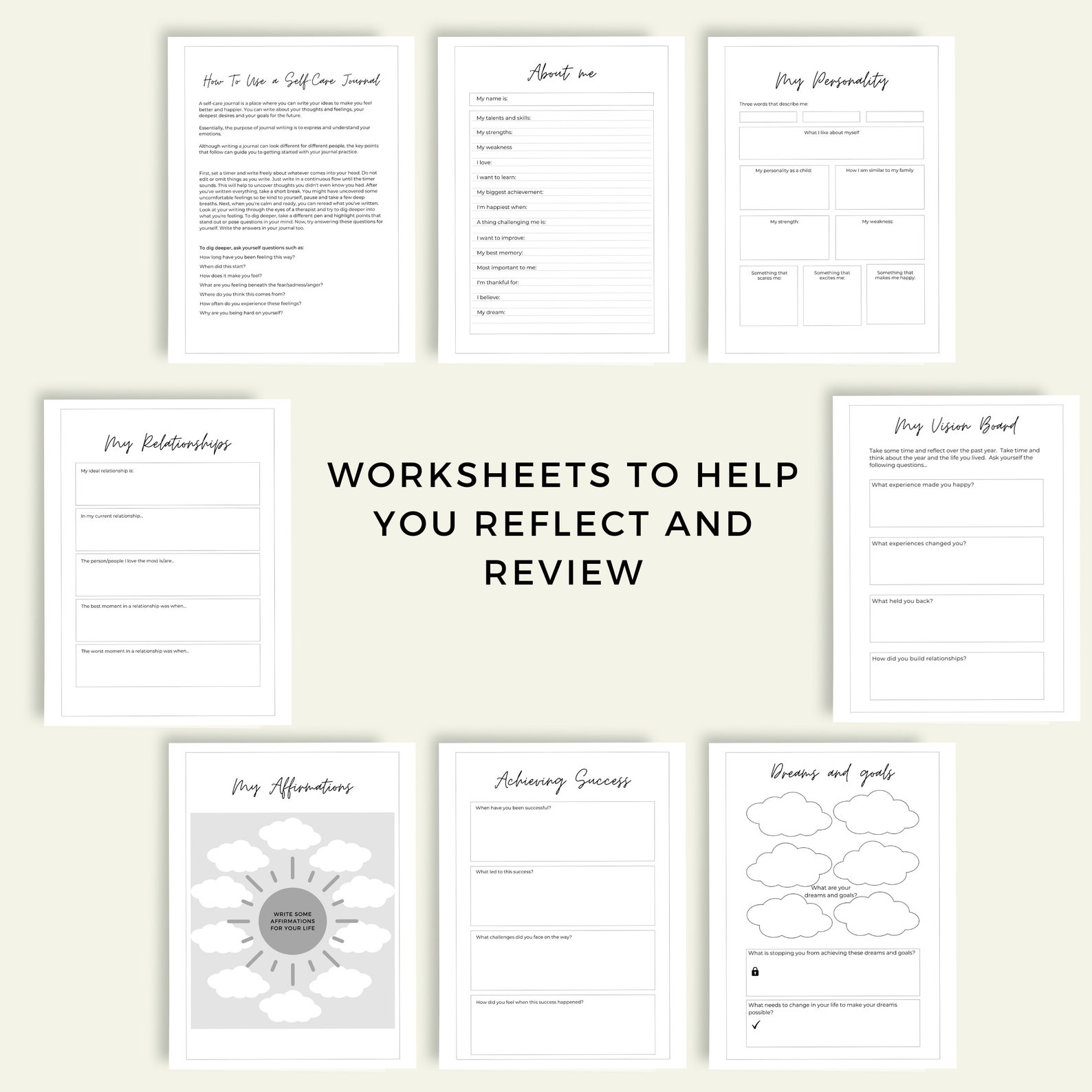 Self Care Workbook With Journaling Prompts, Daily Wellbeing Planner ...