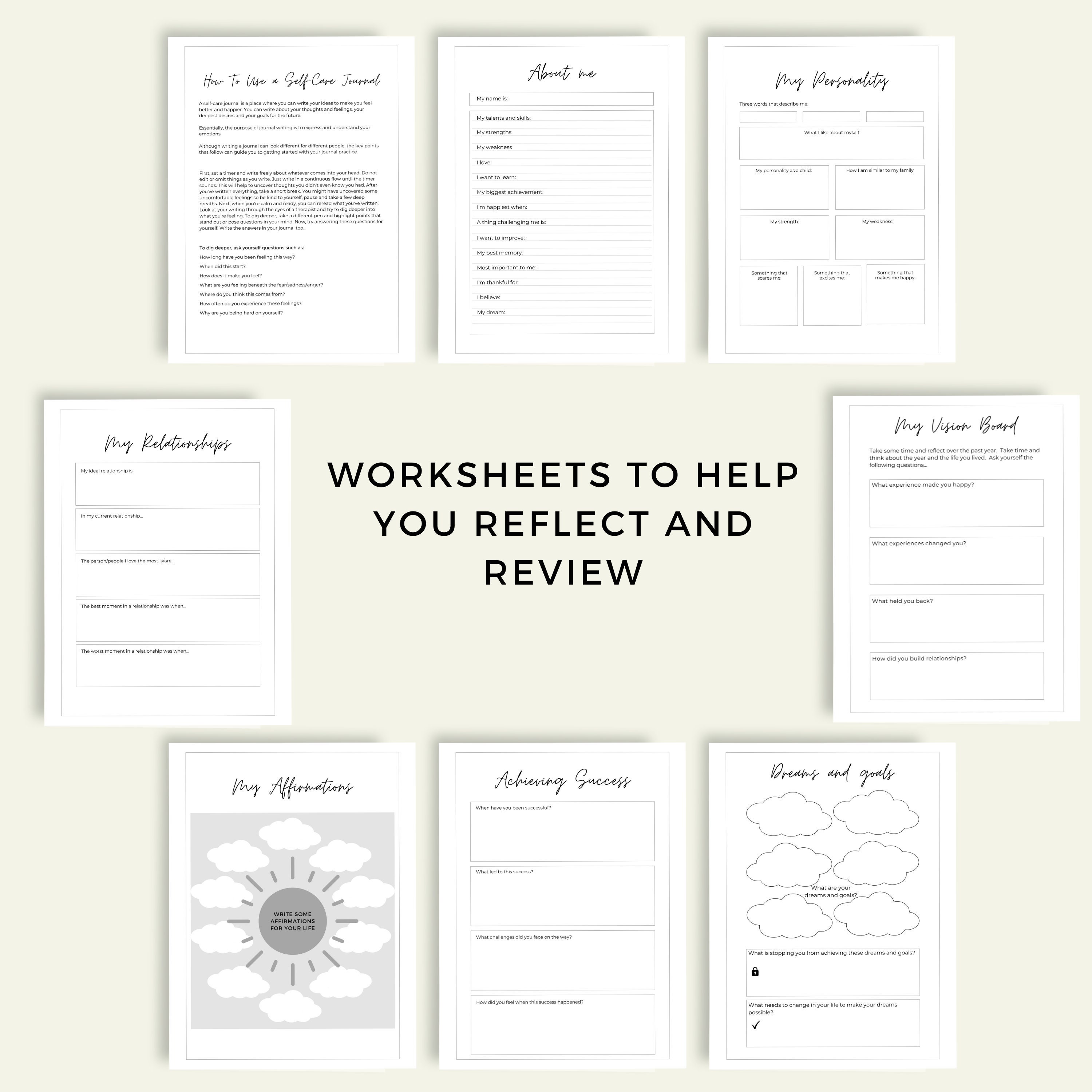 Self Care Workbook With Journaling Prompts, Daily Wellbeing Planner ...