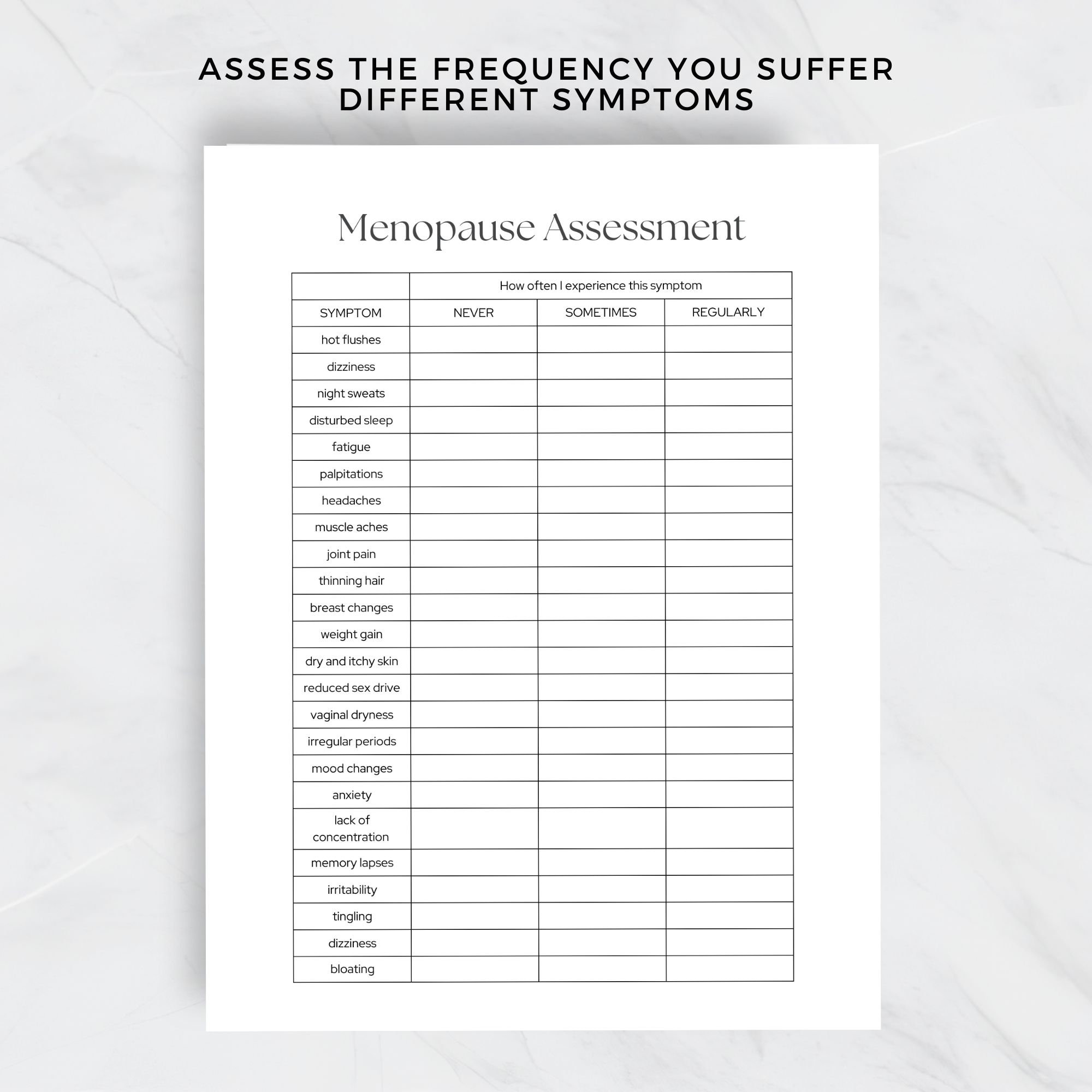 Menopause Symptom Tracker Workbook, Assessment Log, Perimenopause ...