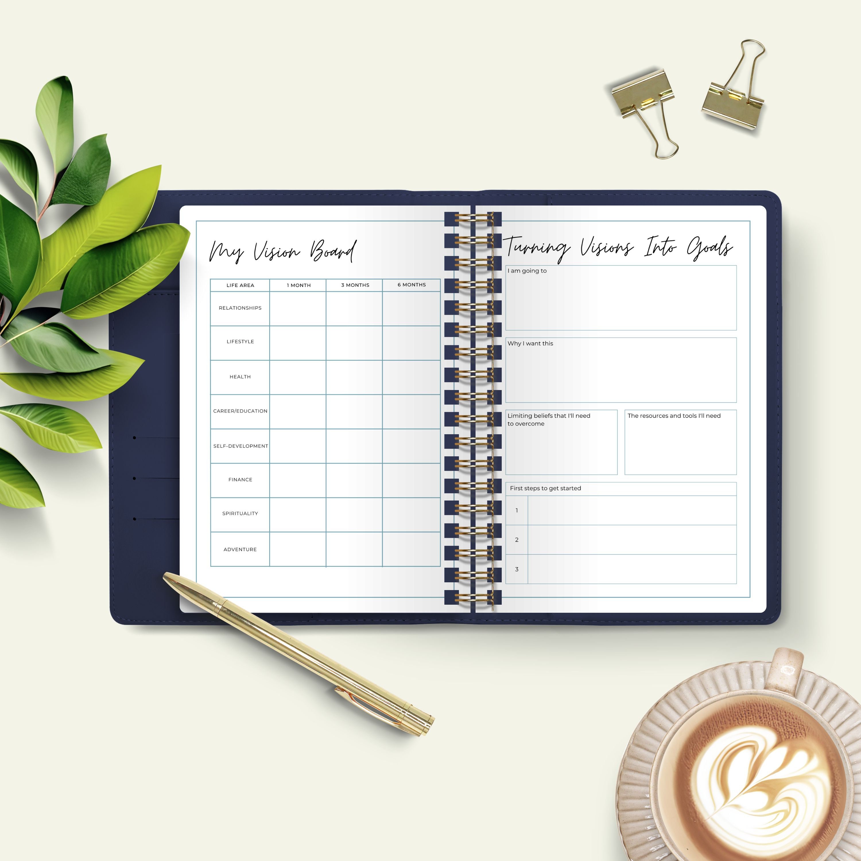 Printable Vision Board Workbook, Goal Planner, Kit, Journal Prompts ...