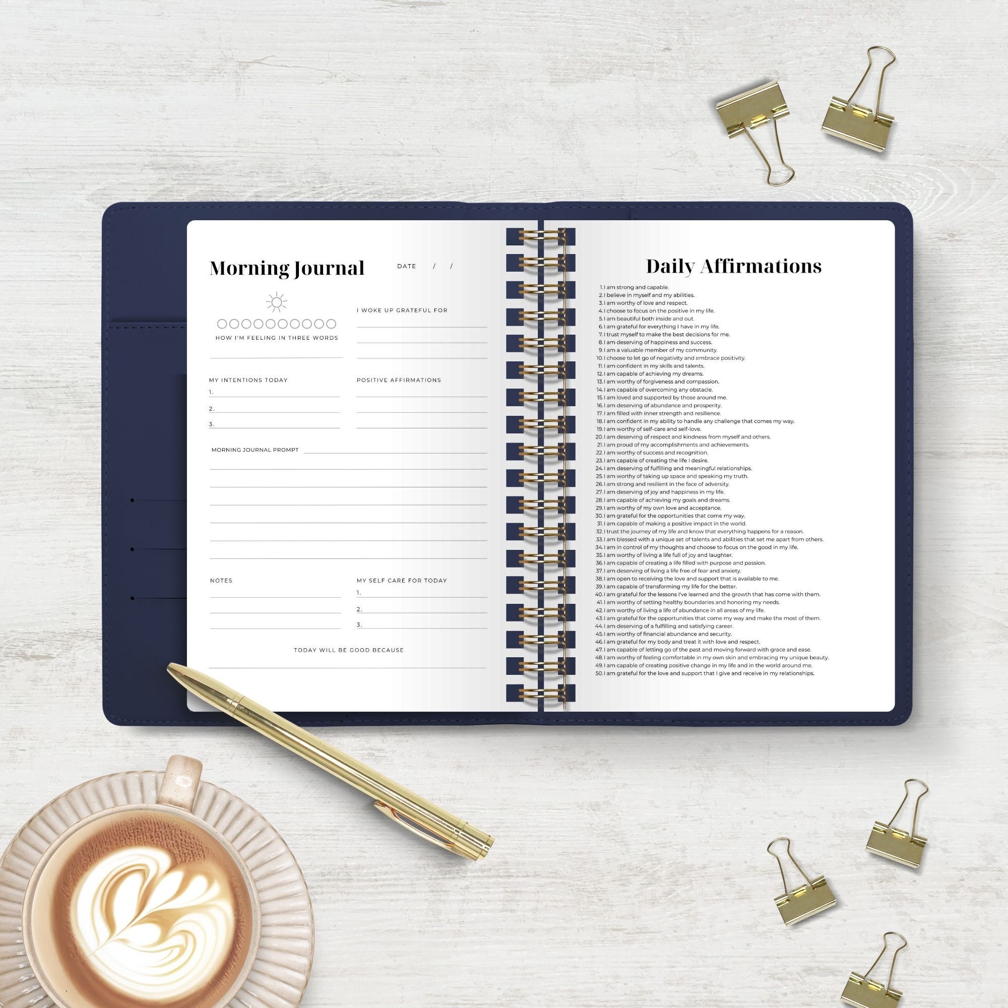 Morning Journal Prompts With Template, Printable, Daily Intentions ...