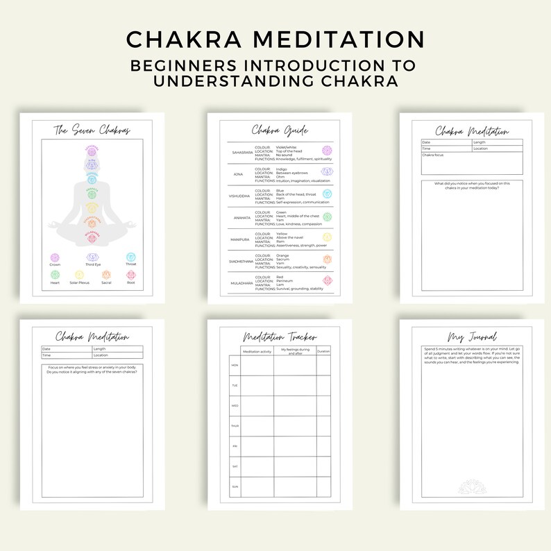 Meditation Journal, Printable & Digital, Daily Practice Workbook ...