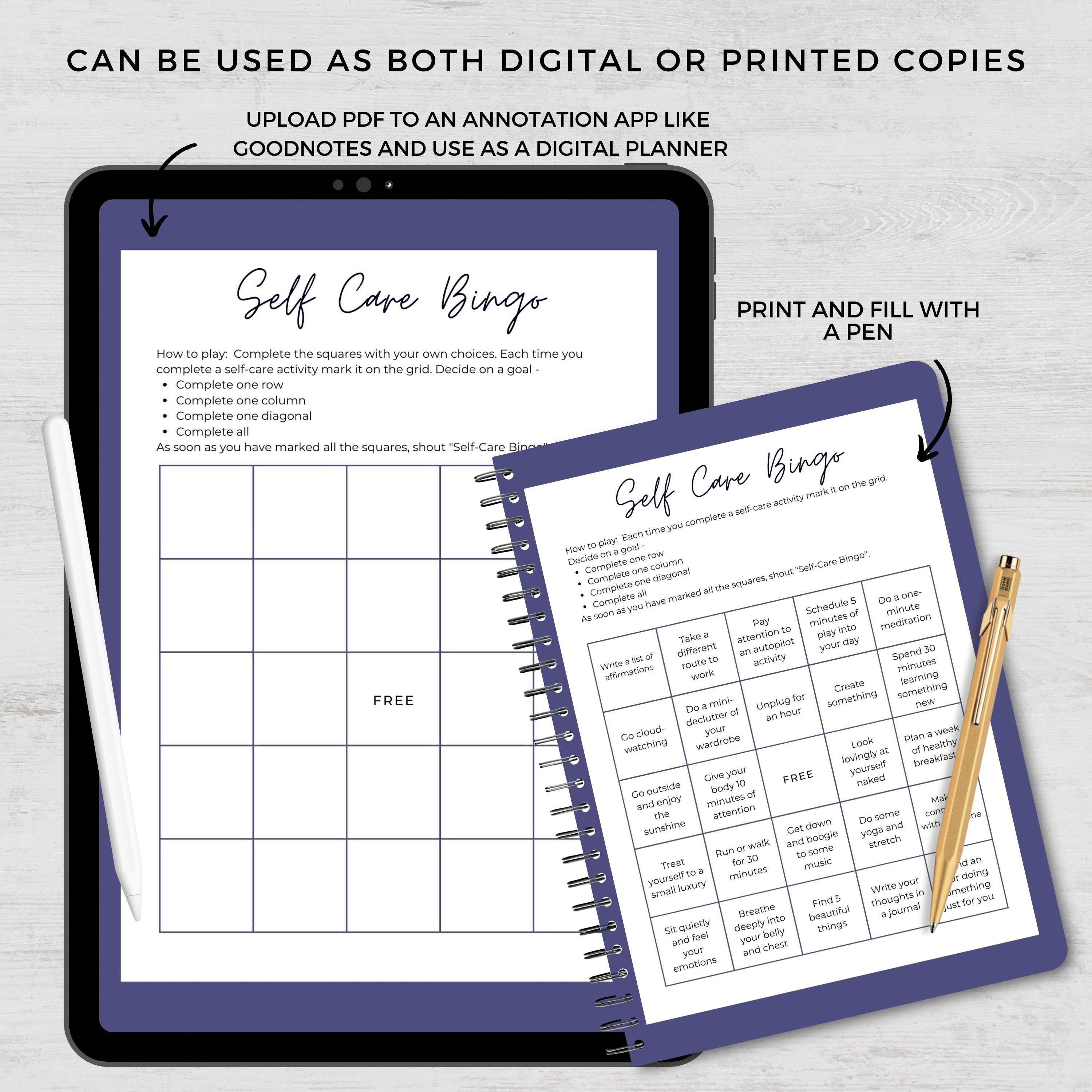 Self Care Bingo, Printable PDF, Self-care Challenge, Mindfulness ...