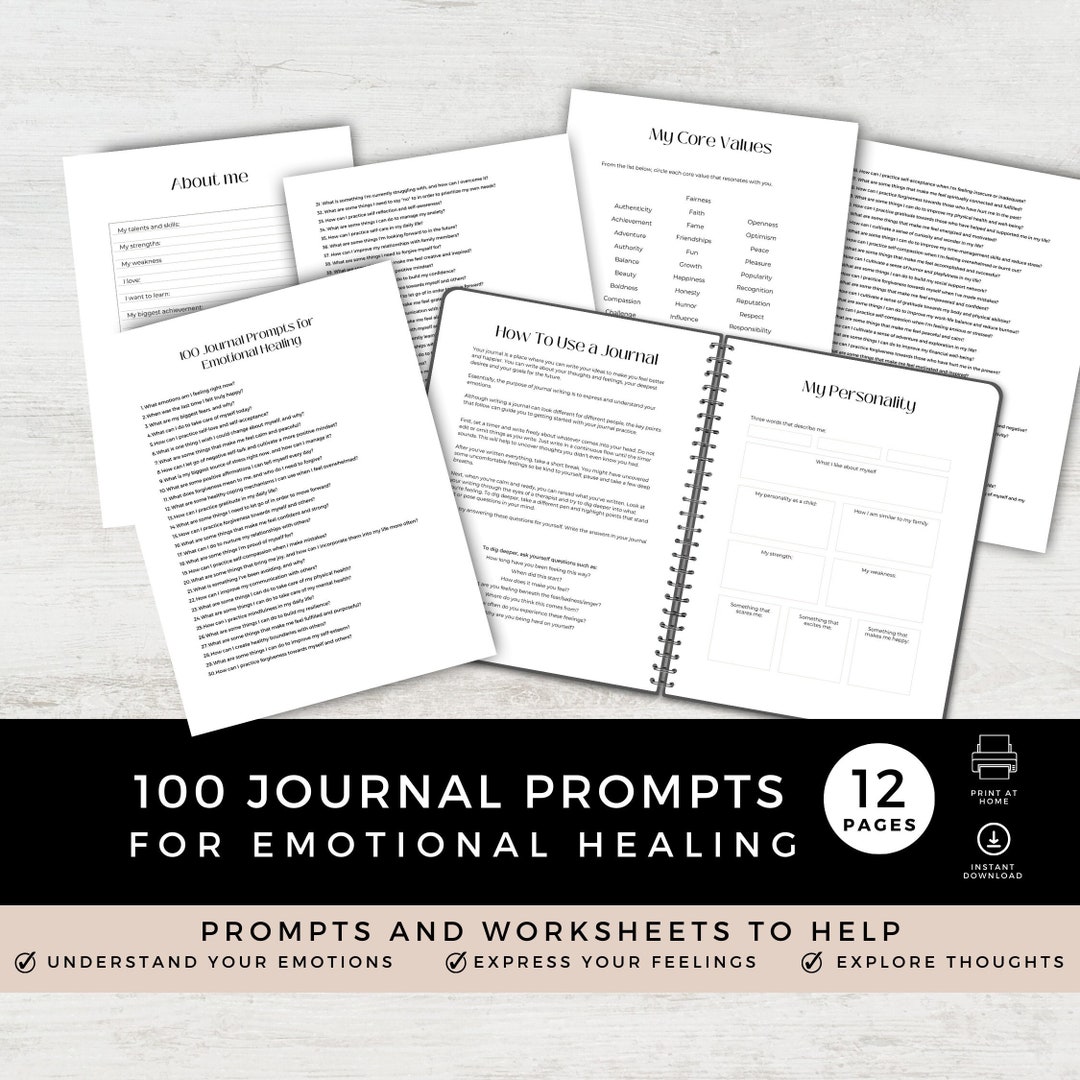 Journal Prompts for Emotional Healing, Printable Pages, Journaling ...