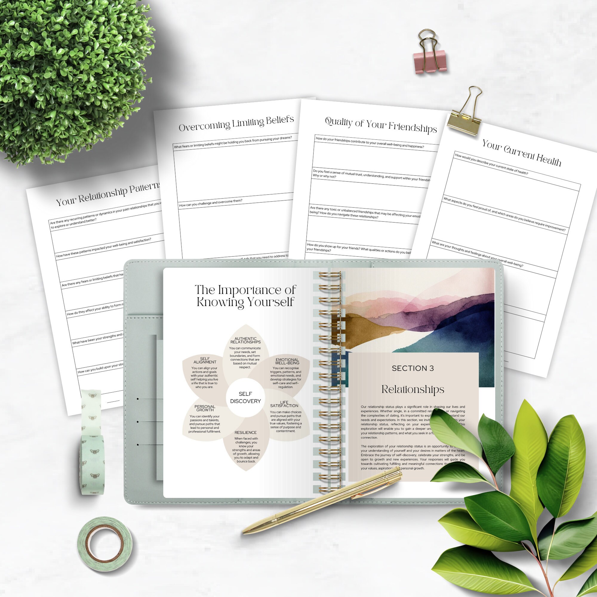 Self Discovery Journal, Personal Growth Worksheets, Guided Journal ...