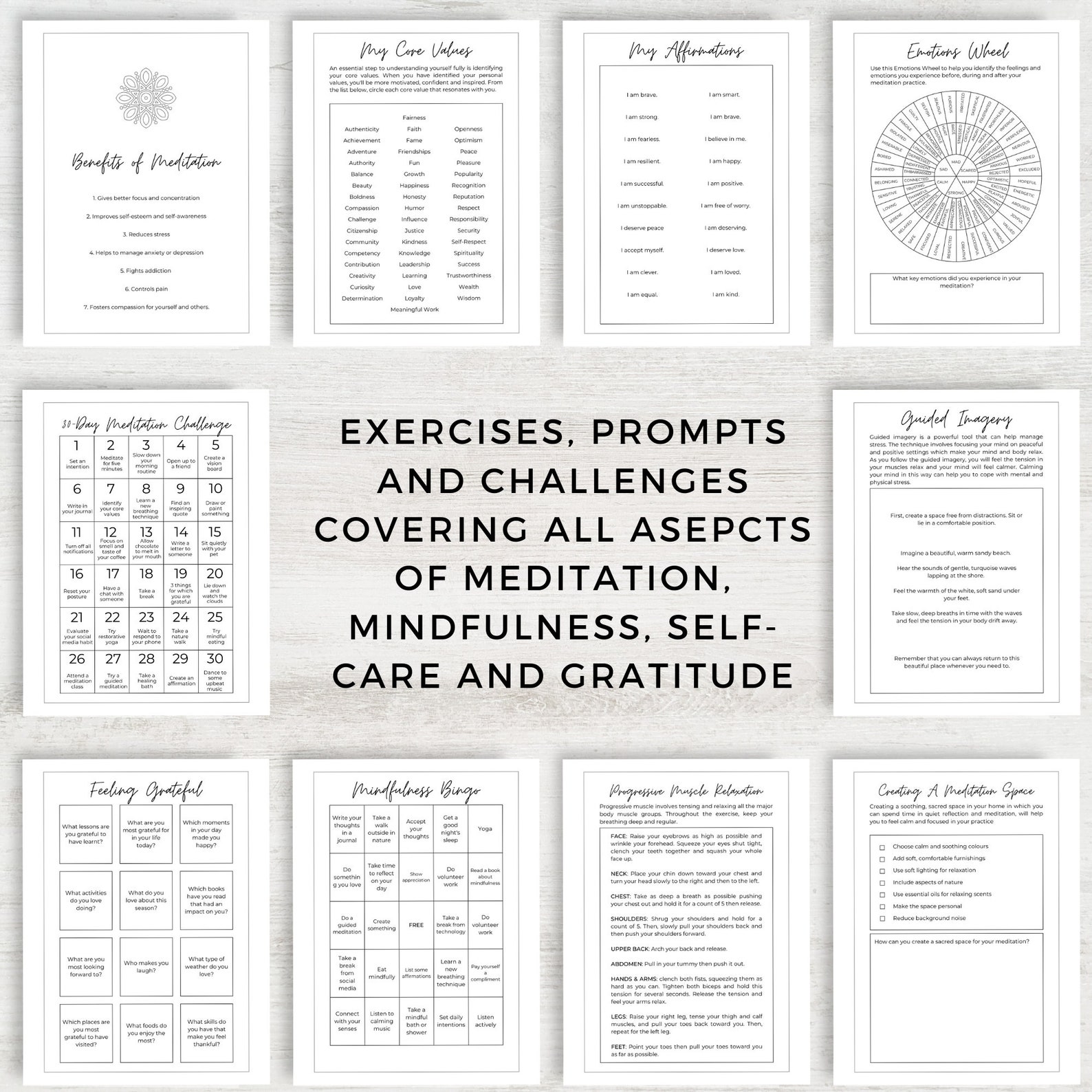 Meditation Journal, Printable & Digital, Daily Practice Workbook ...