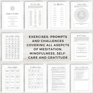 Meditation Journal, Printable & Digital, Daily Practice Workbook ...
