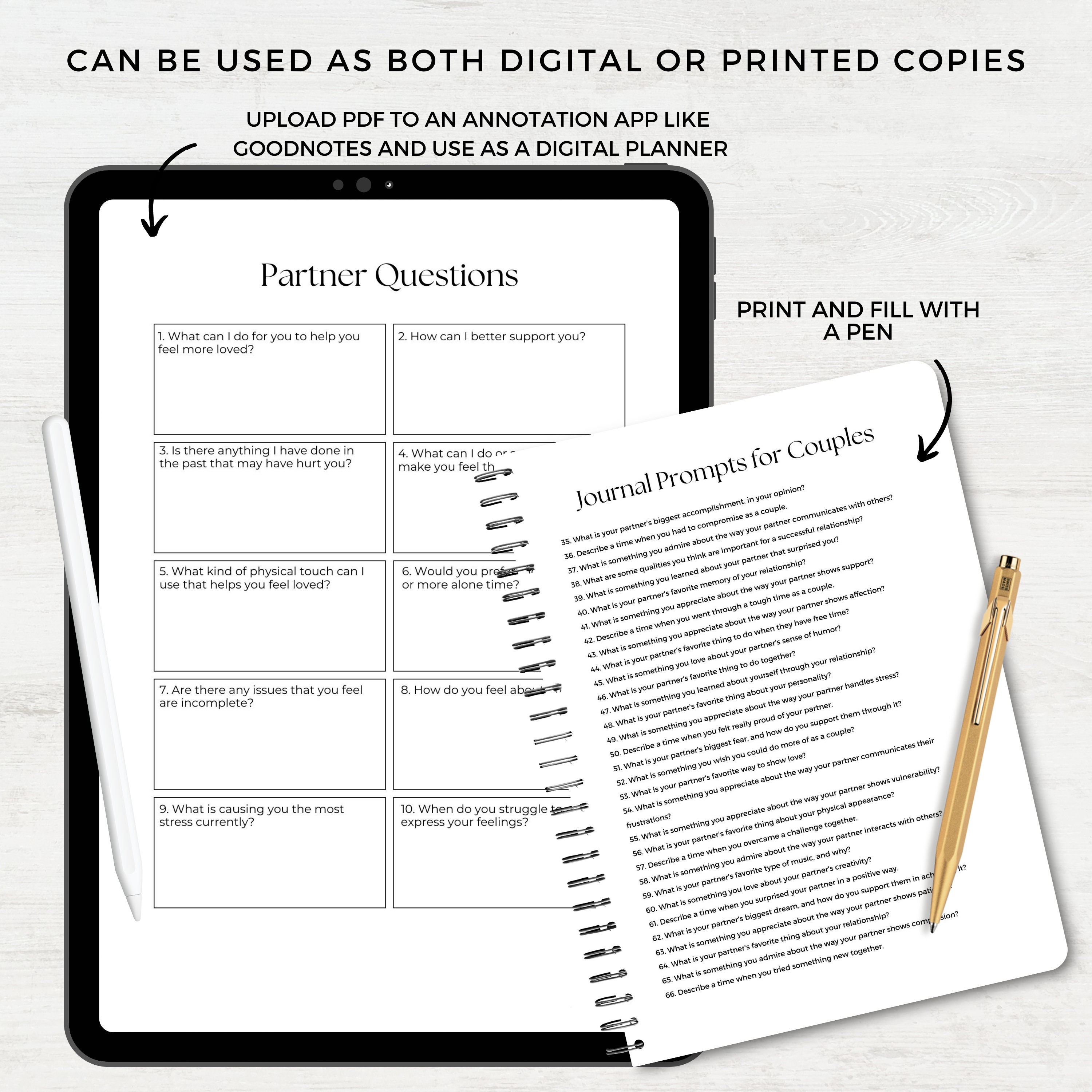 Couples Journal Prompts and Worksheets, Relationship Therapy Journaling ...