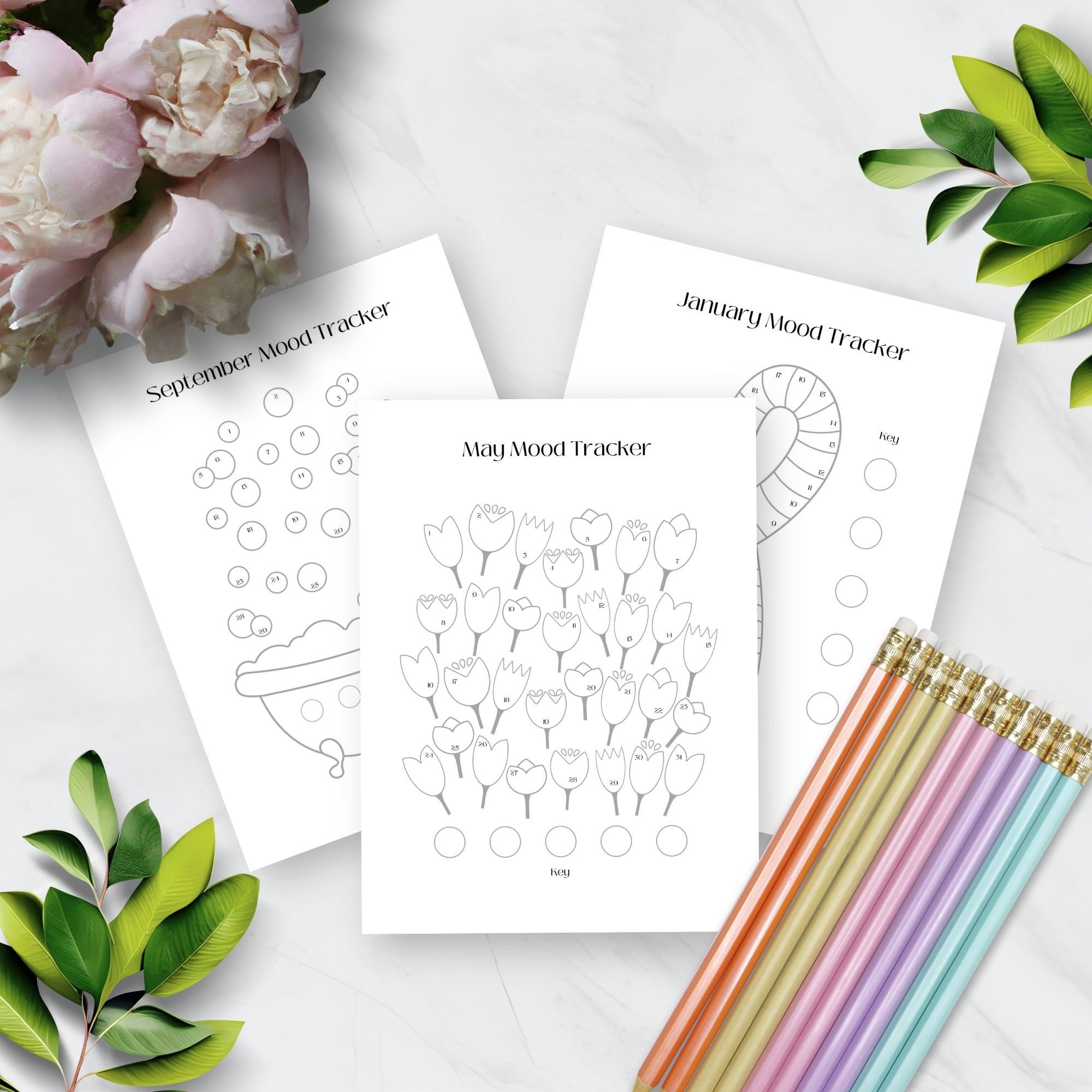 May Mood Tracker Journal, Printable PDF, Coloring Pages, Bujo Planner ...