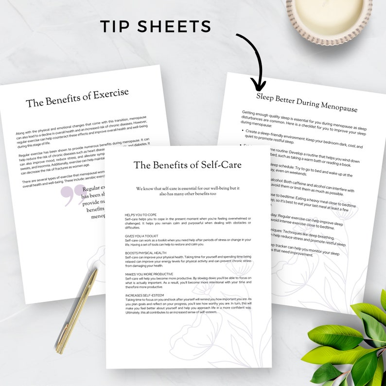 Menopause Self Care Workbook, Printable PDF, Self-care Ideas, Routines ...