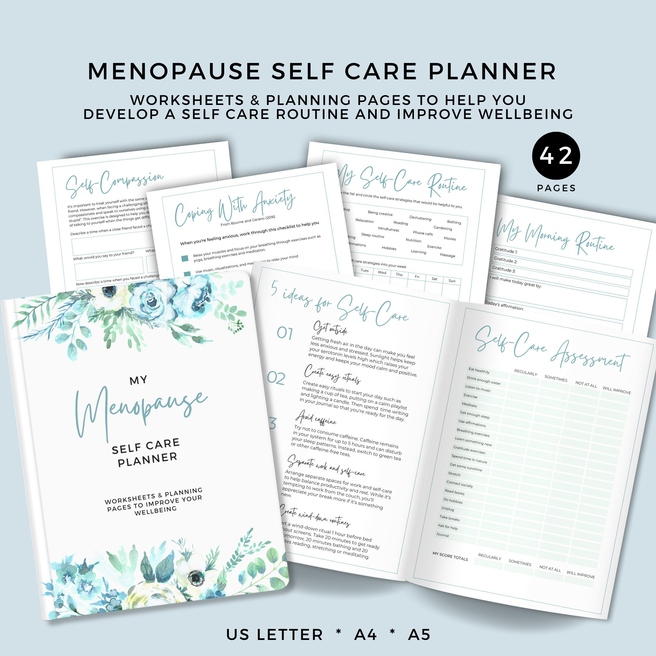 Menopause Planner for Self Care, Routines & Checklists, Wellbeing ...