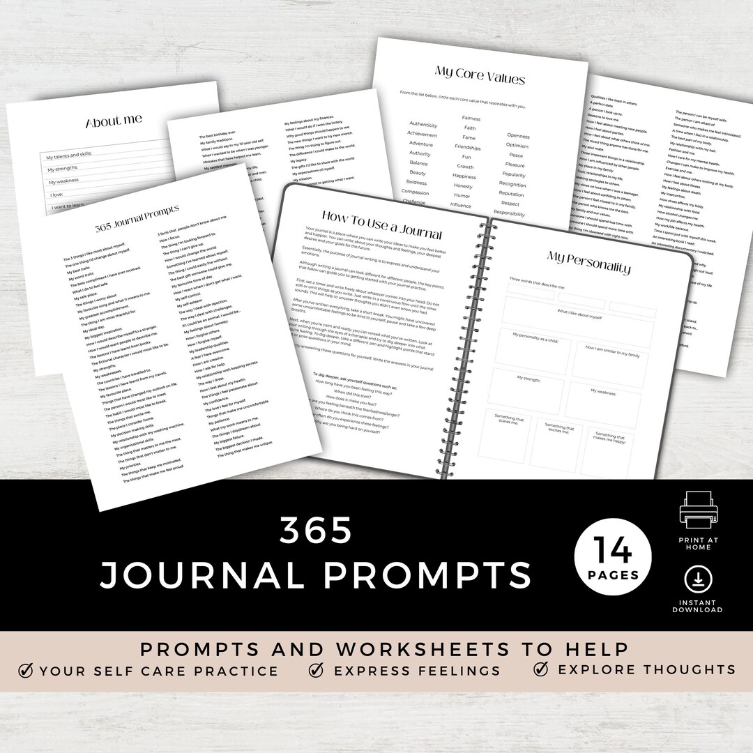 365 Journal Prompts PDF, Printable, Self Discovery, Beginners ...