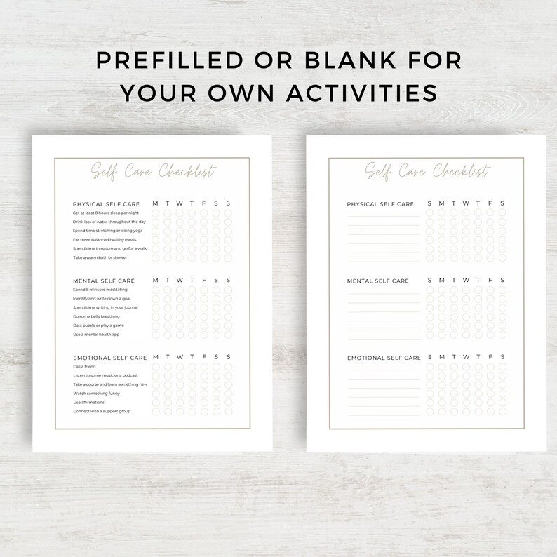 Daily Self Care Checklist PDF, Printable, Weekly Tracker, Mindfulness ...