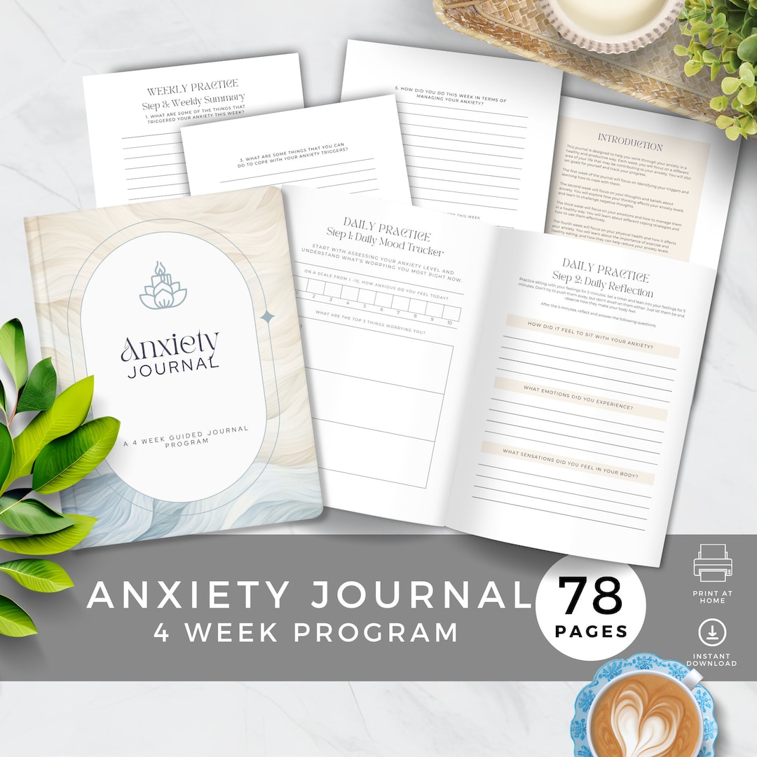 Printable Anxiety Worksheets PDF, Guided Journal for Mental Health ...