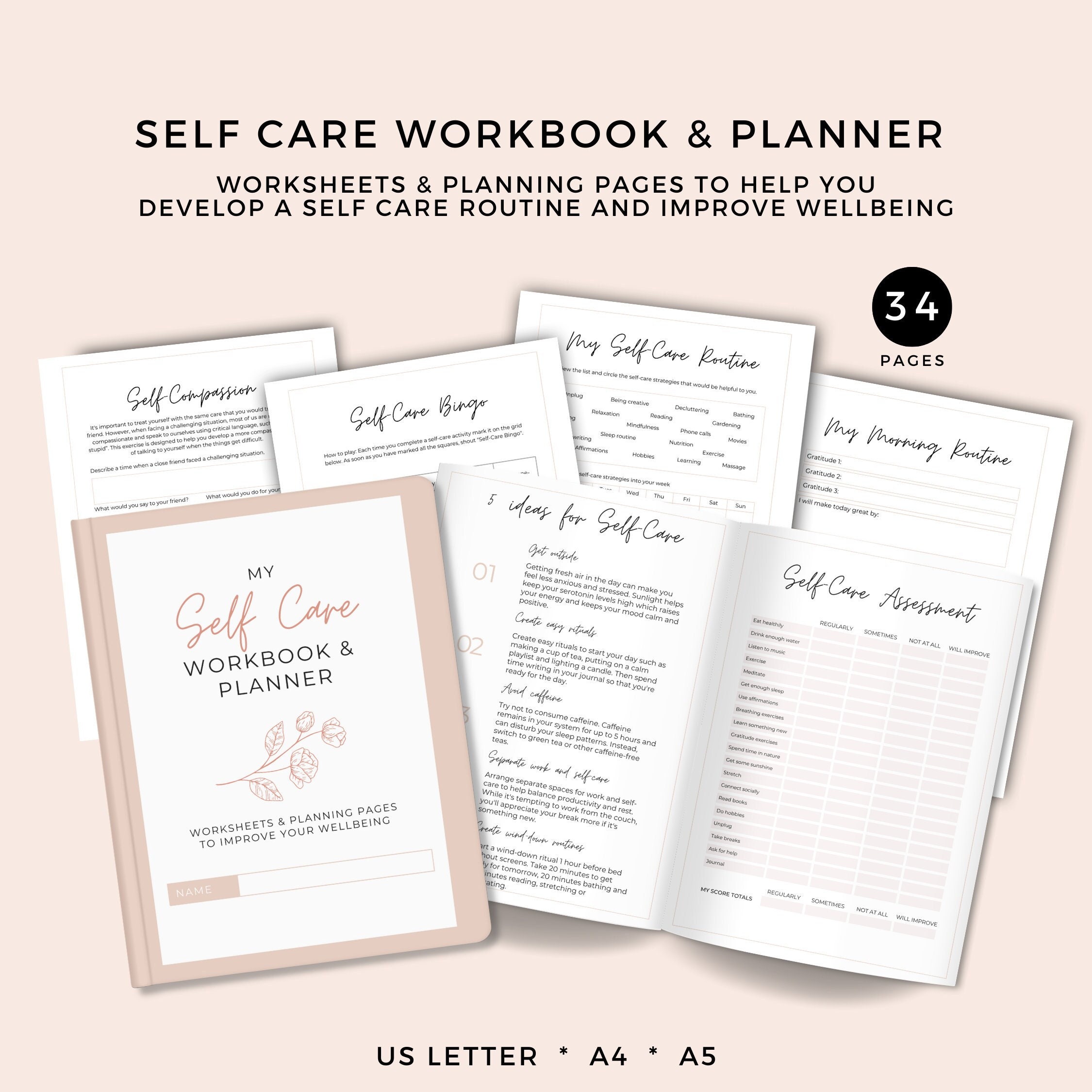 Self-care Worksheets Printable, Self Care Ideas, Routines & Checklists ...