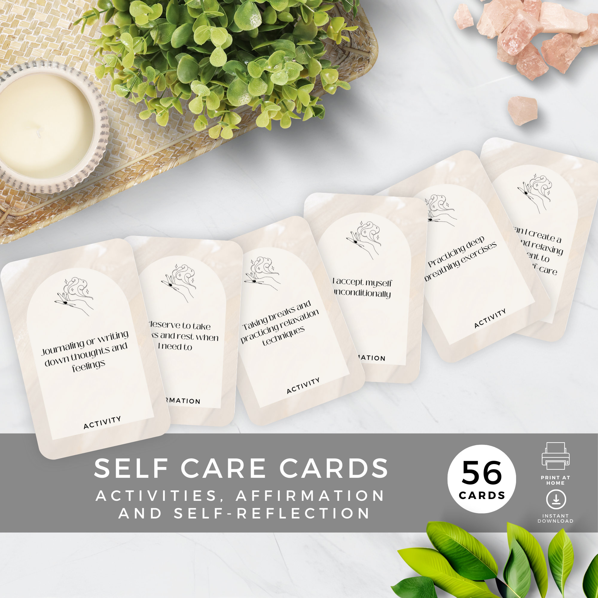 Self Care Activity and Affirmation Cards, 30 Day Challenge, Self-care ...