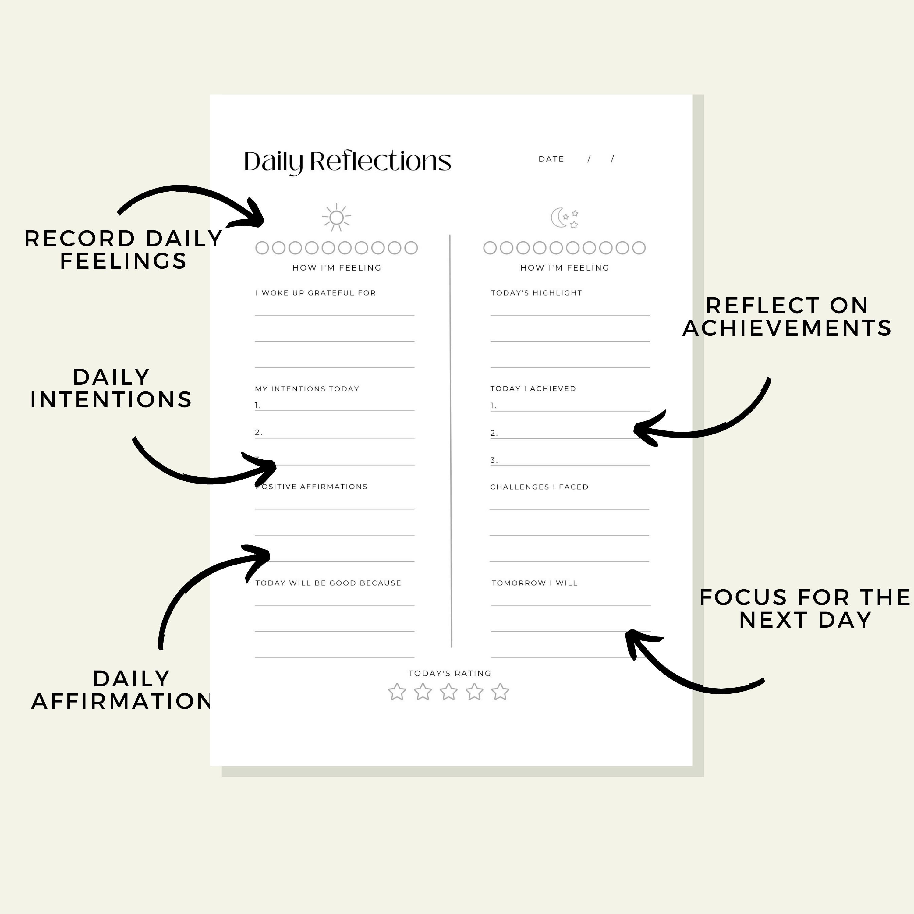 5 Minute Journal, Printable PDF, Morning Intentions, Evening ...