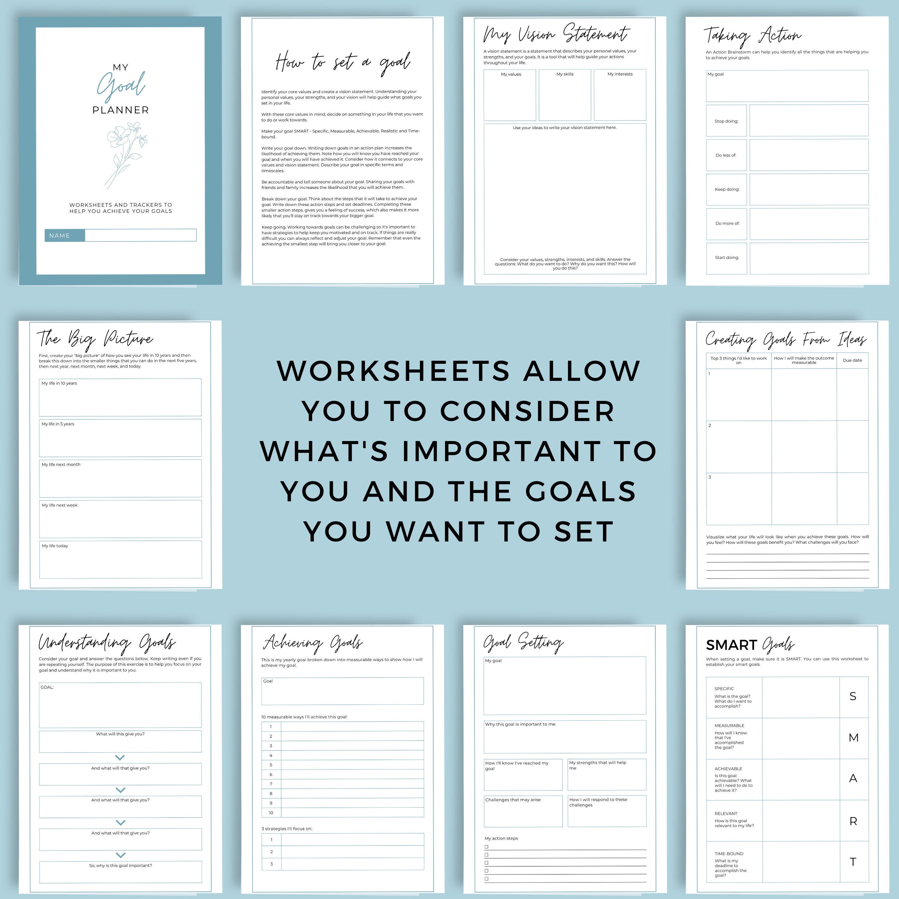 Life Goal Planner Template, Printable, Goal Setting & Tracking, Action ...