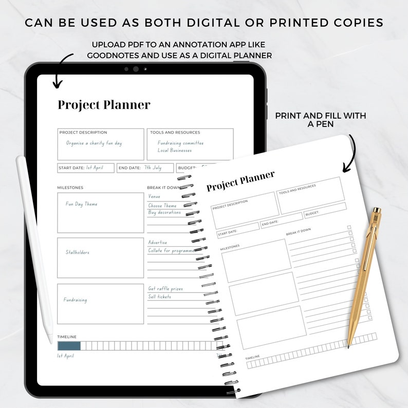 Project Plan Tracker Template, Printable, Planner Insert, Task ...