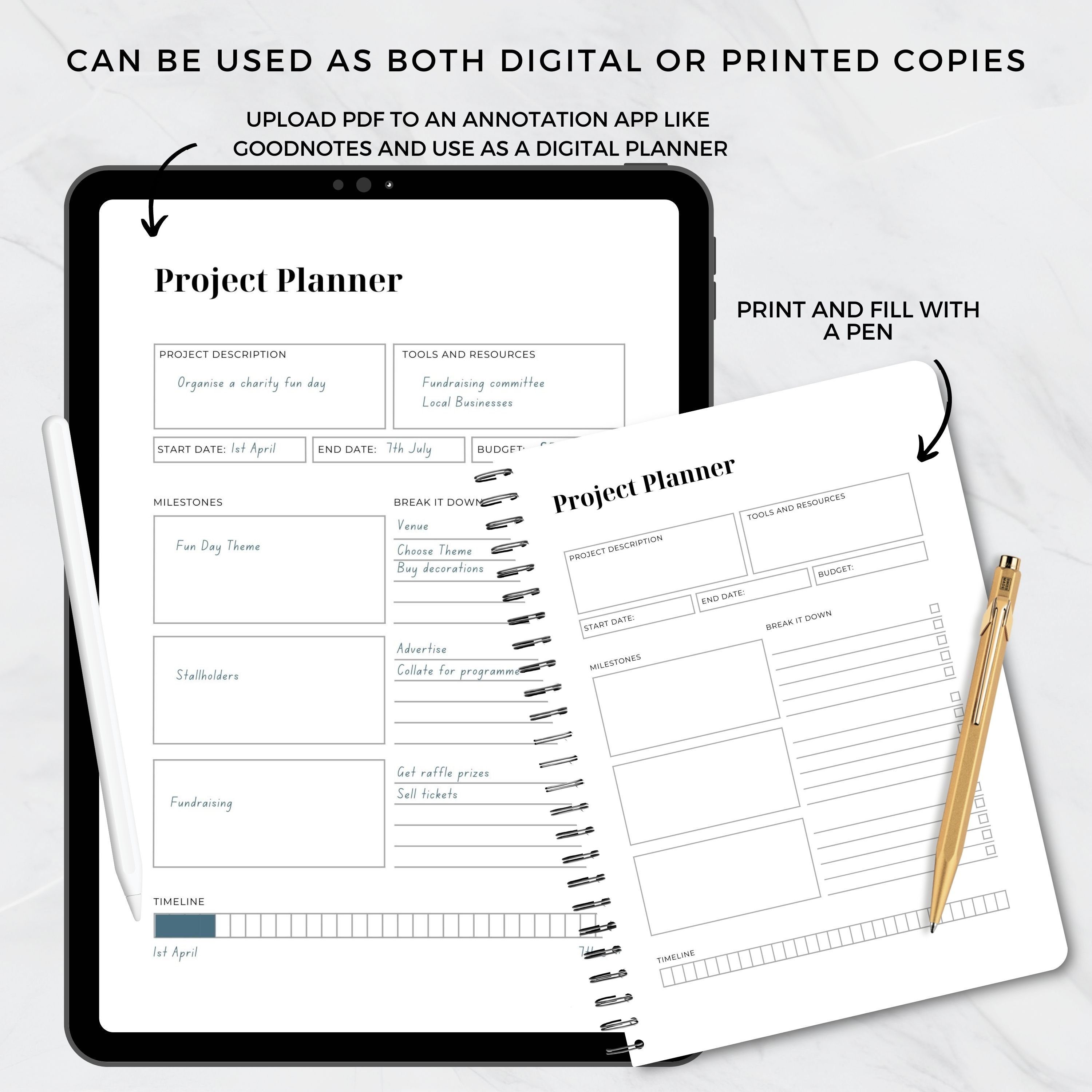 Project Plan Tracker Template, Printable, Planner Insert, Task ...
