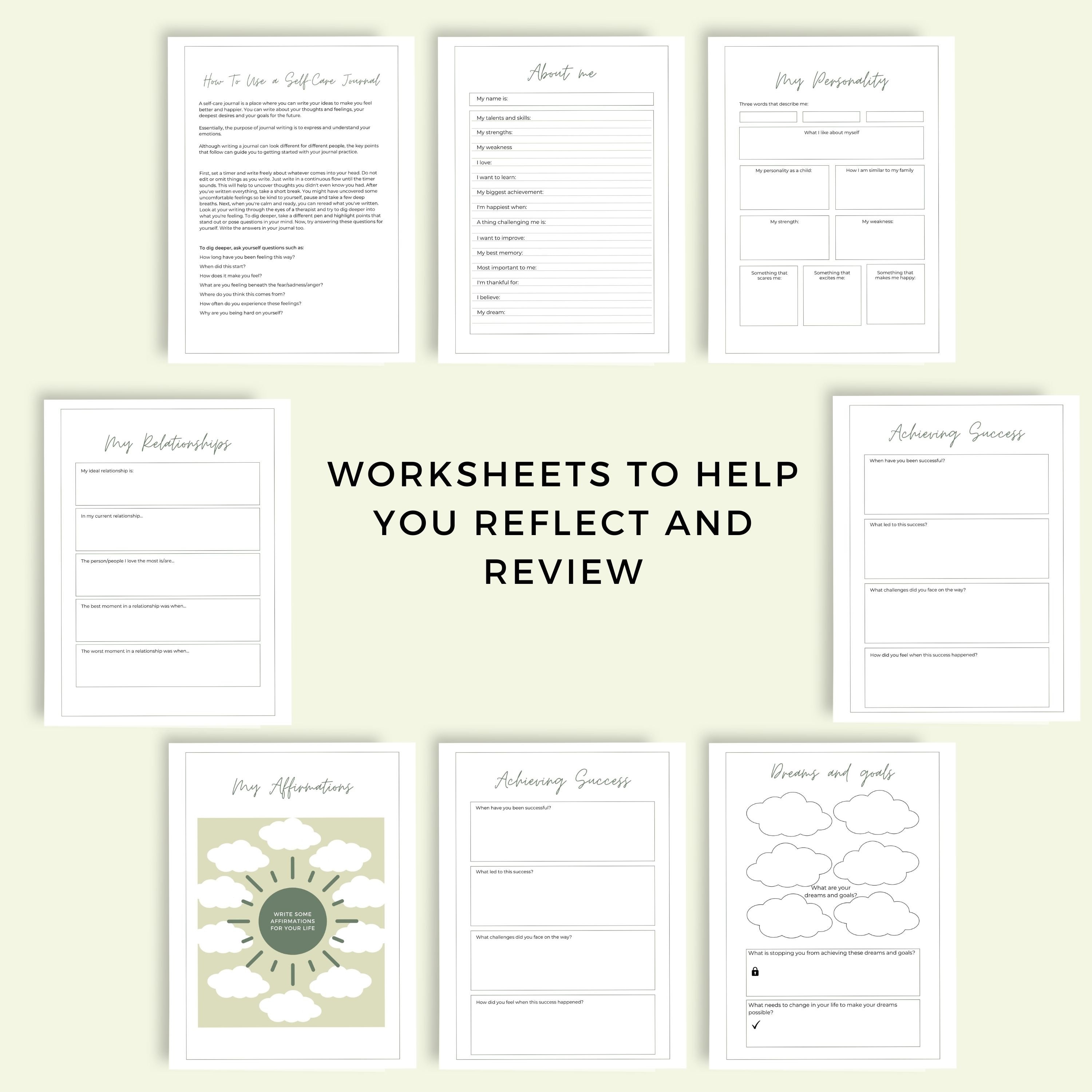 Self Care Journal, Printable, Daily Journaling, Self-care Prompts ...