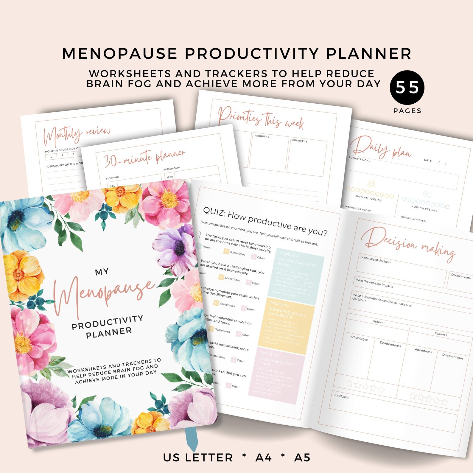 Productivity Planner, Printable, Brain Fog Journal, Task Tracker, Daily ...