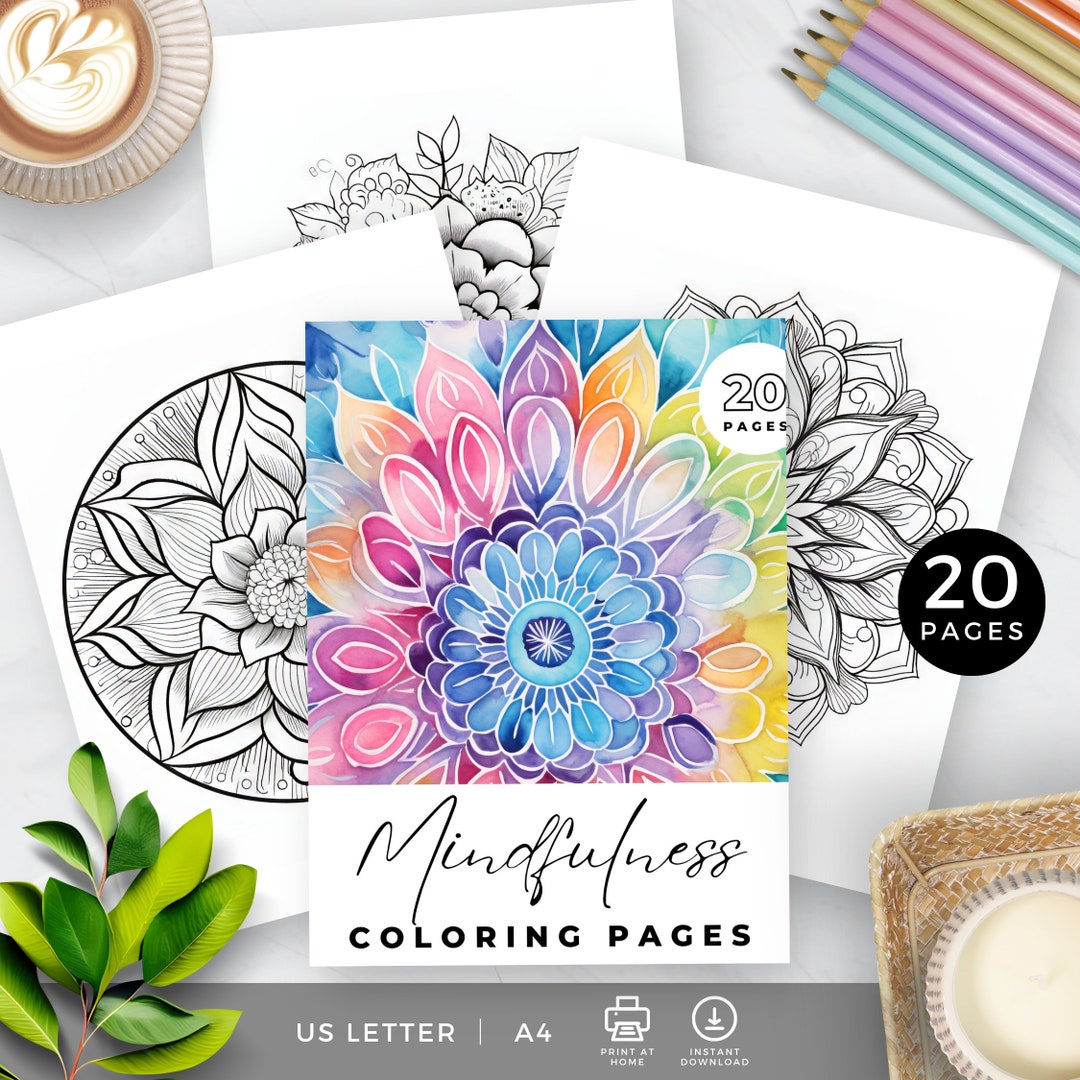 Mindfulness Meditation Coloring Book, Printable PDF, Blank Mandala ...