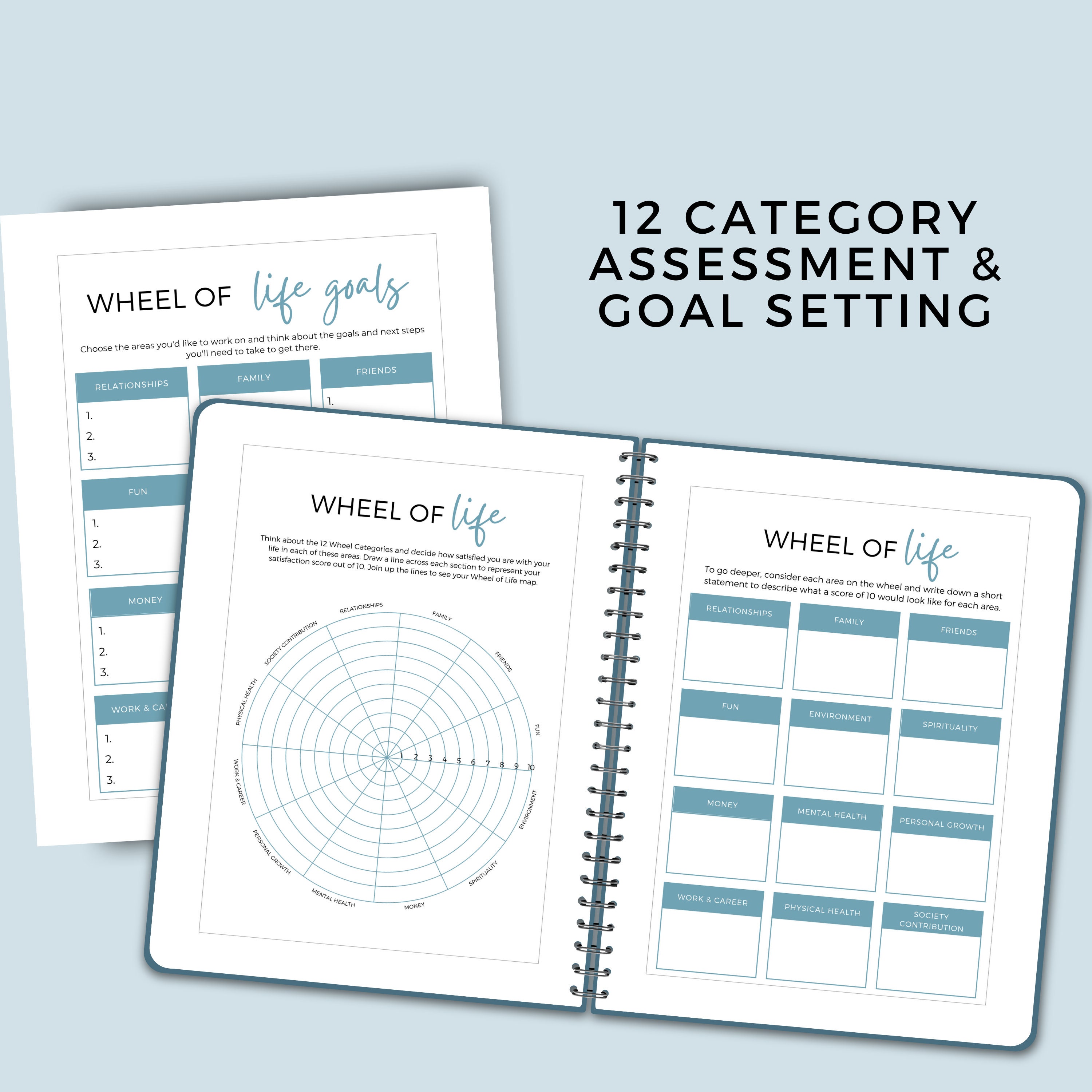 Wheel of Life Template PDF Workbook, Printable Goal Setting Worksheets ...
