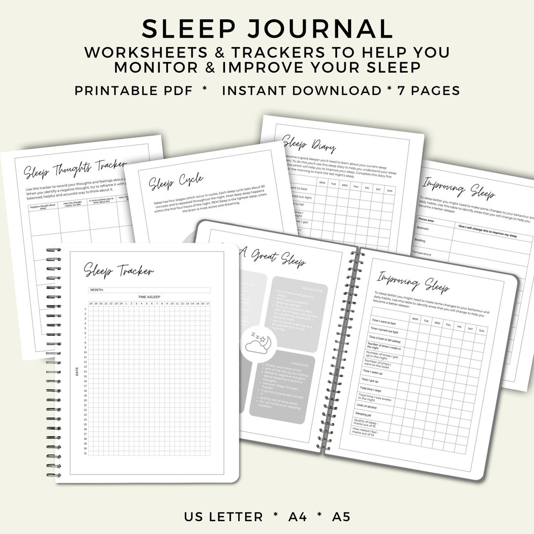 Sleep Journal, Printable, Tracker, Monthly Log, Planner Inserts ...