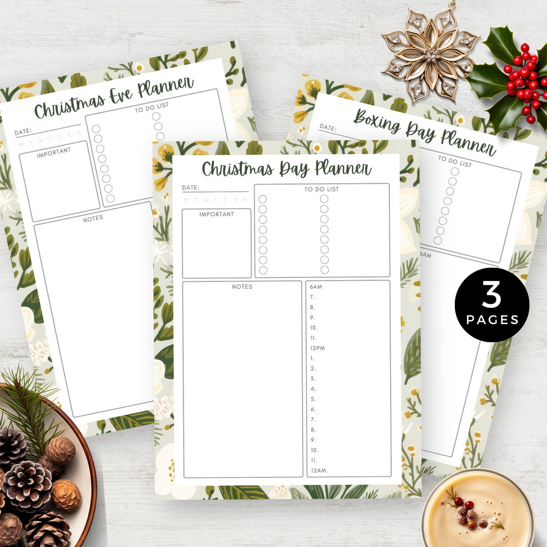 Christmas Eve Checklist, Xmas Day Planner, Holiday Daily Schedule ...