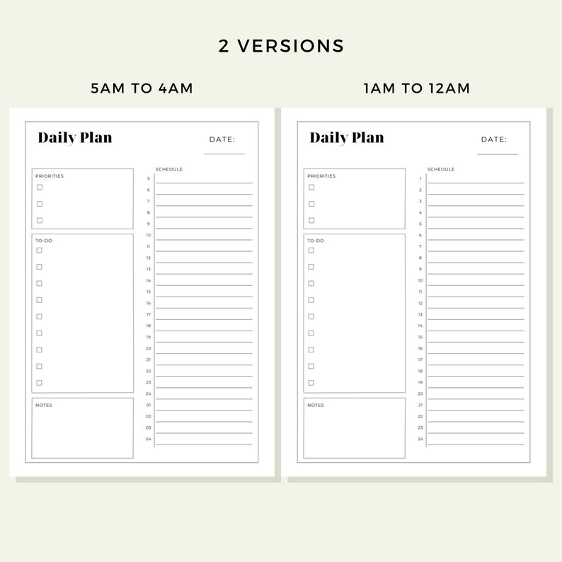 Hourly Day Planner Printable PDF, Daily Schedule, Diary Insert, to Do ...
