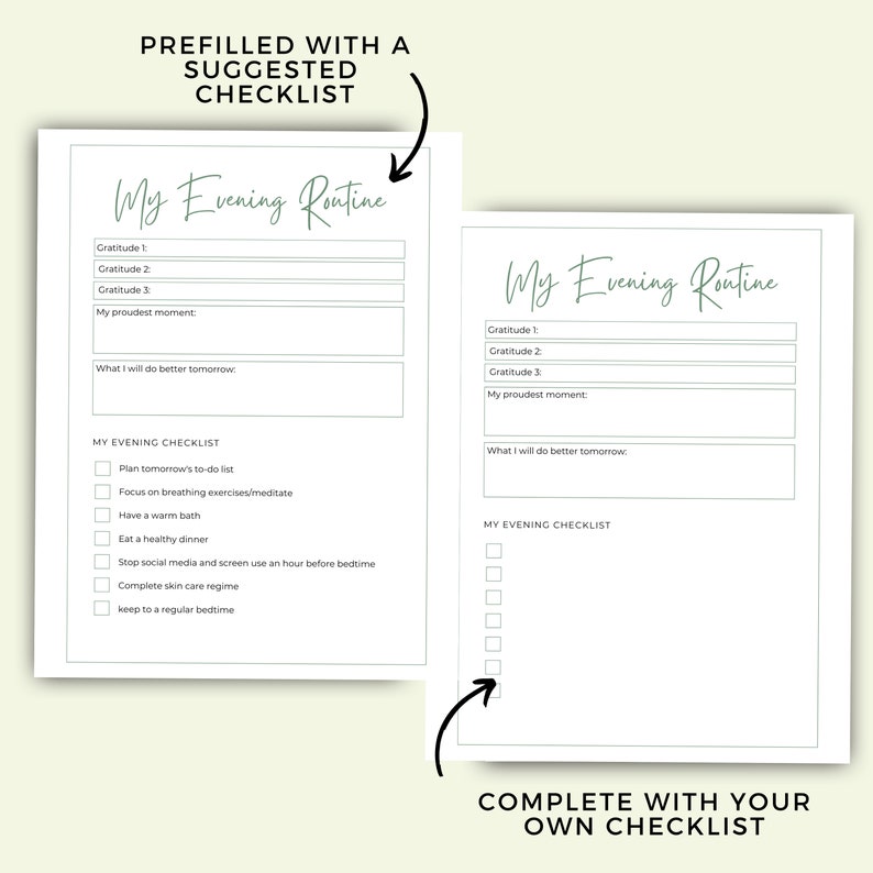 Printable Self Care Routine, Daily Checklist, Morning Intentions ...