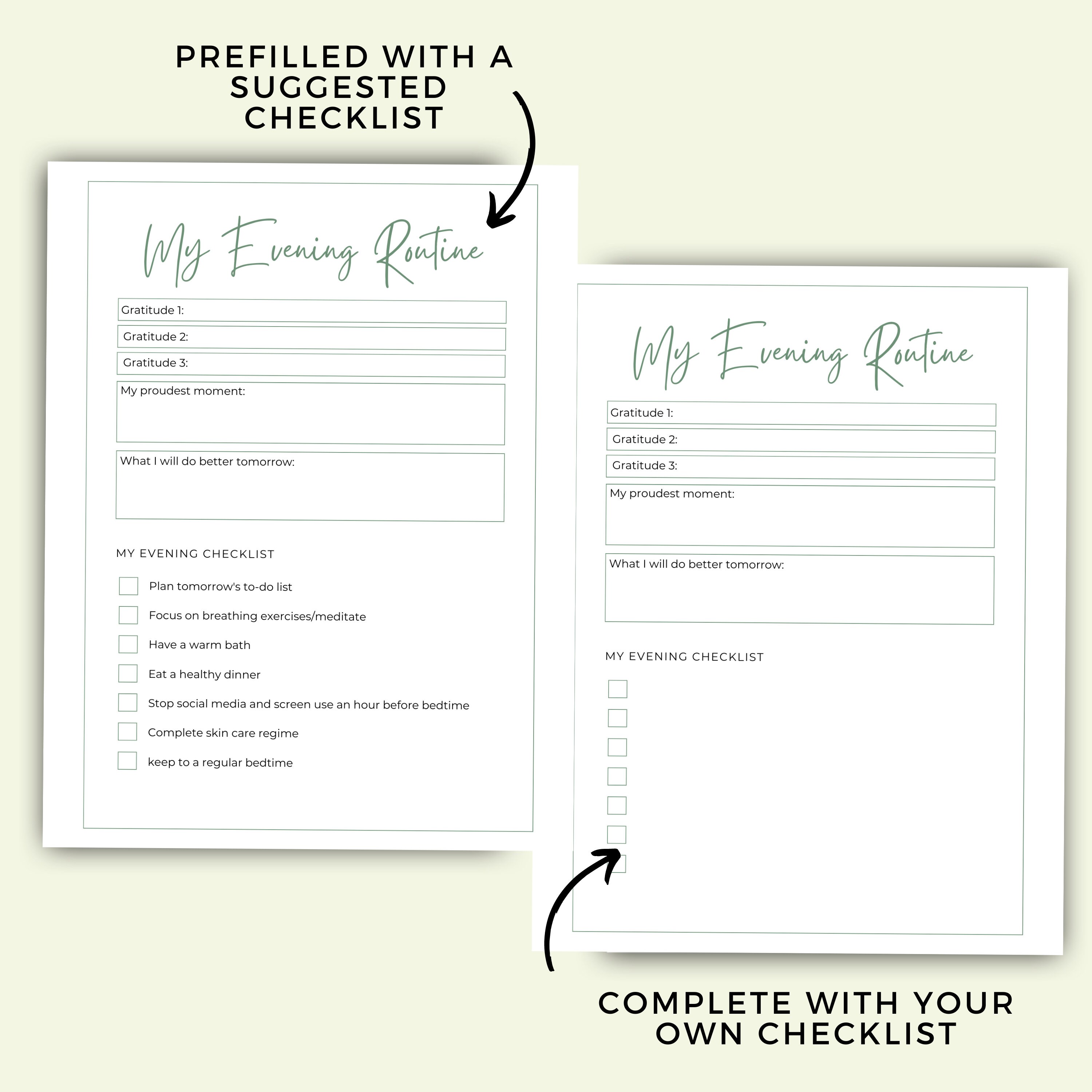 Printable Self Care Routine, Daily Checklist, Morning Intentions ...